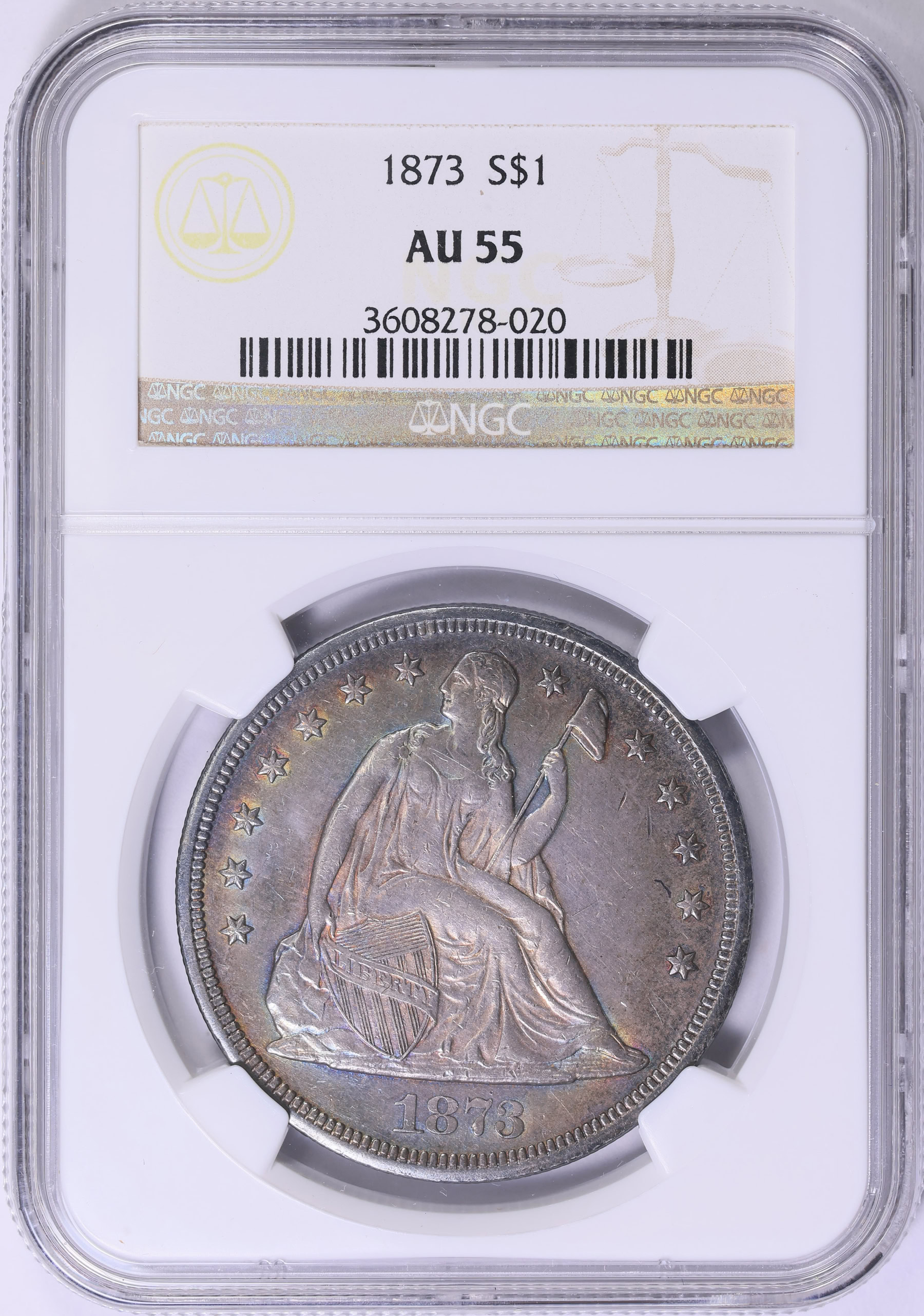 1873 Seated Liberty Silver Dollar NGC AU-55 (Toned) (Item 1907506 ...