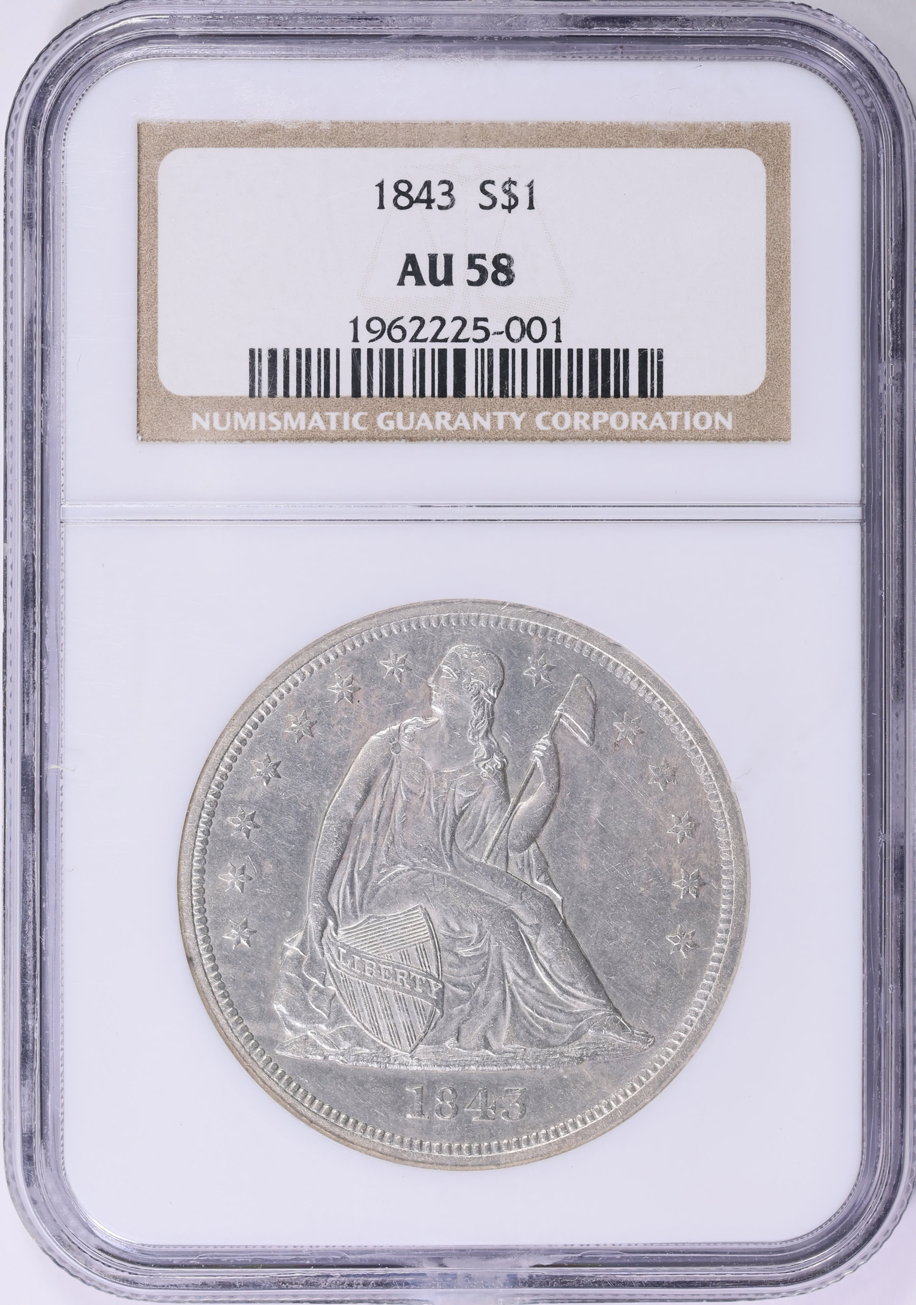 1843 Seated Liberty Silver Dollar NGC AU-58 (Item 1907525 ...