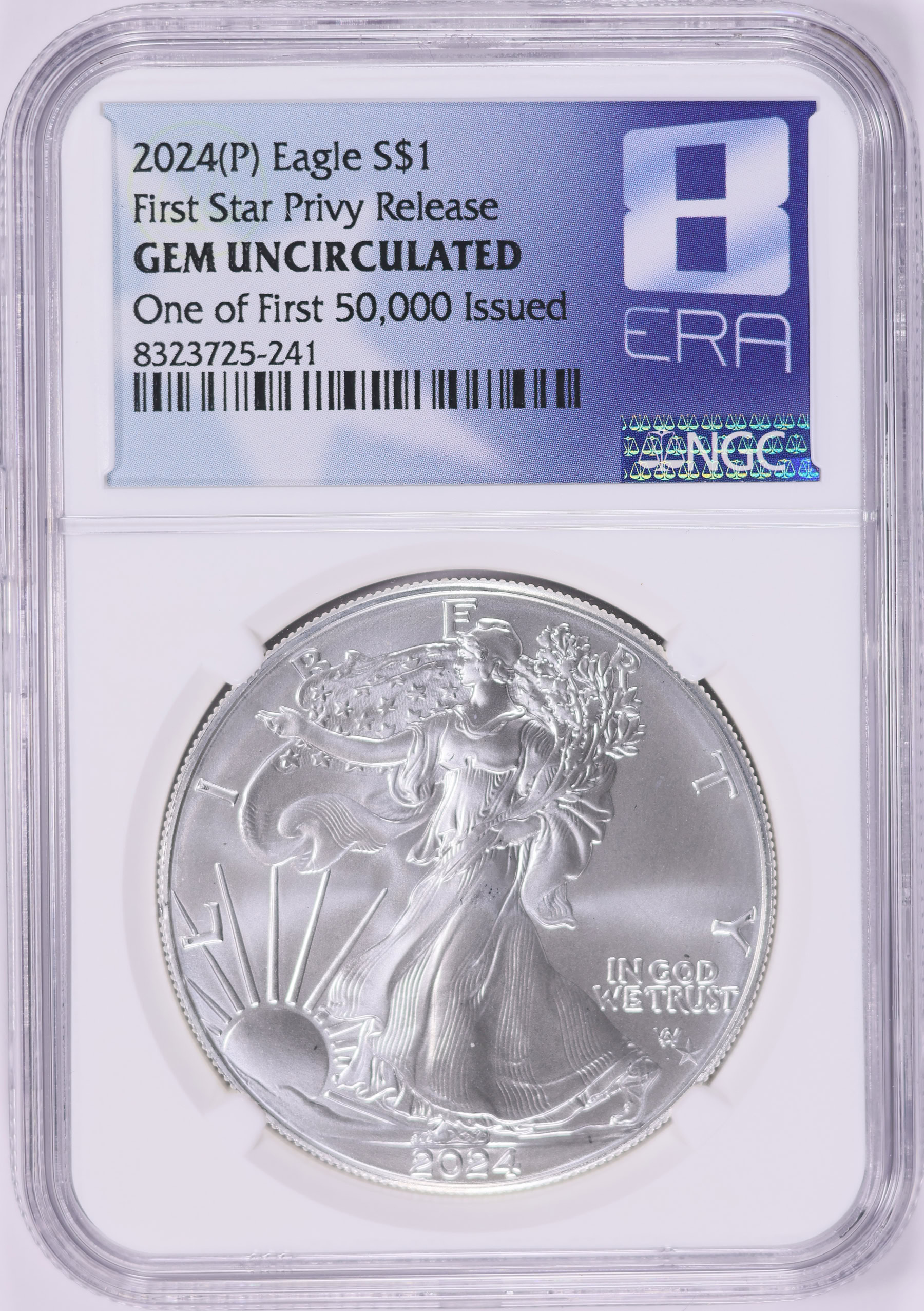 2024-(P) $1 Silver Eagle with Star Privy 1 of First 50,000 Issued NGC Gem Uncirculated (Eighth ...