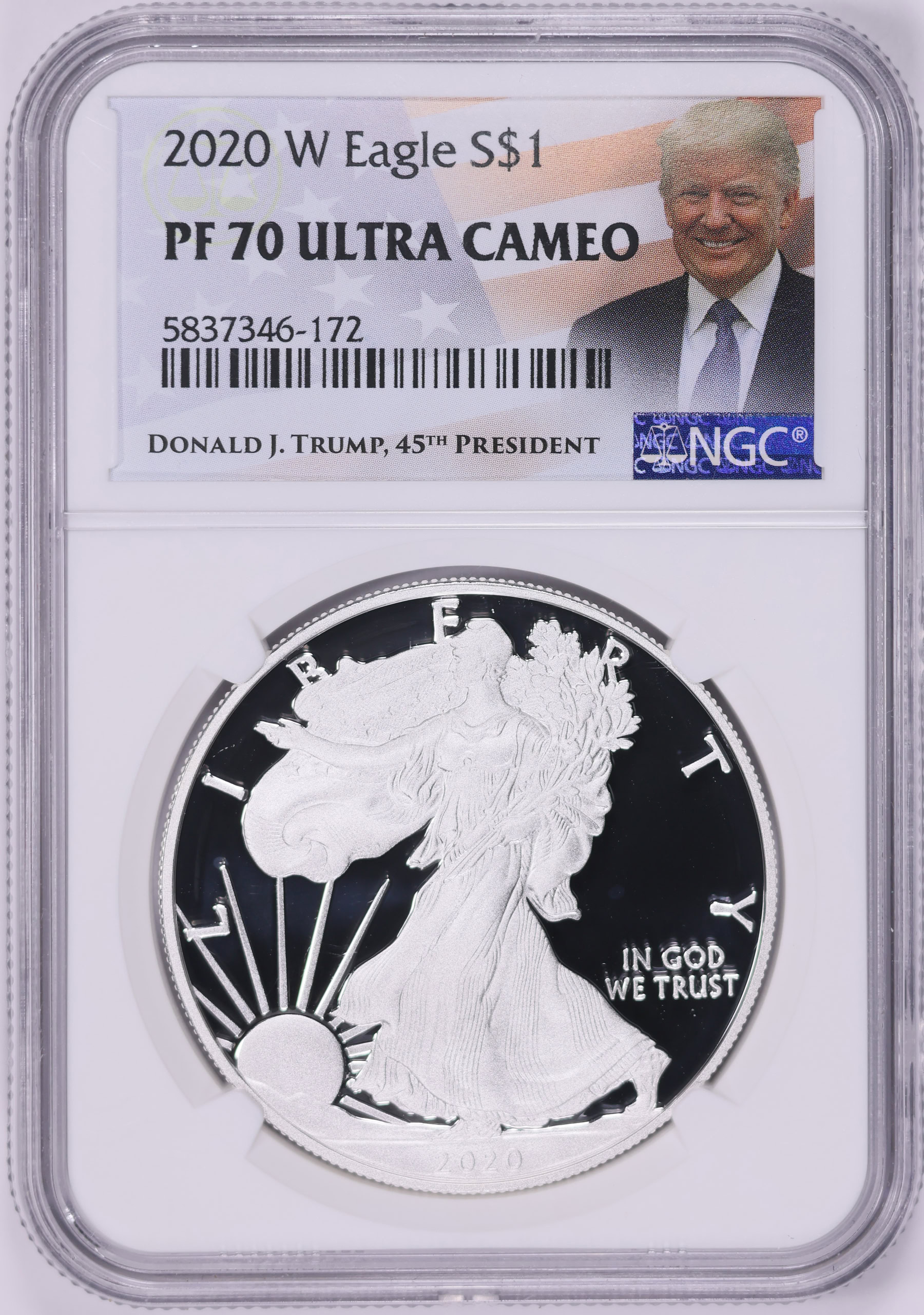 2020-W $1 Silver Eagle NGC Proof-70 UC (Donald Trump Label) (Item ...