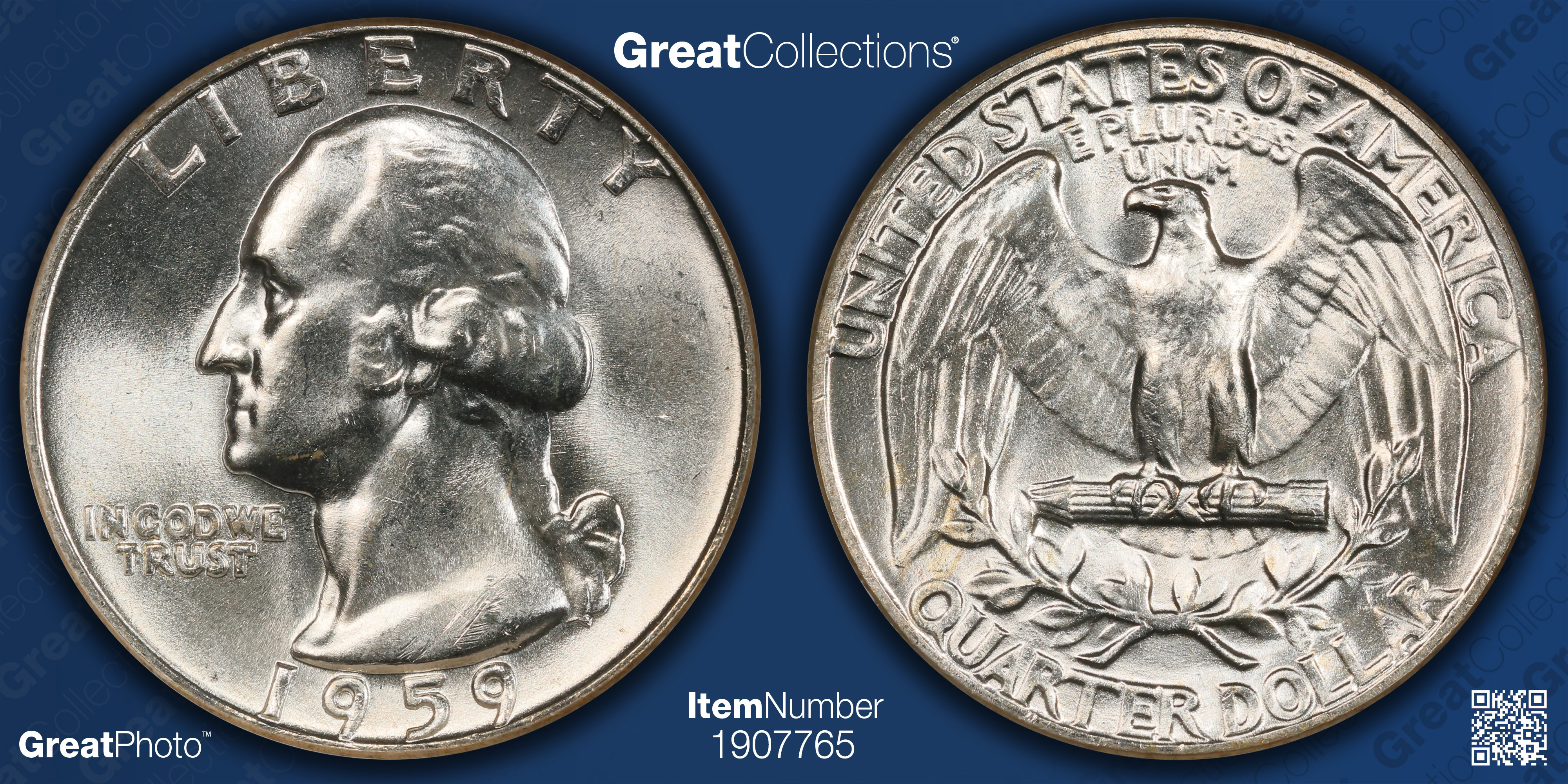 1959 Washington Quarter NGC MS-66 (Item 1907765) | GreatCollections ...