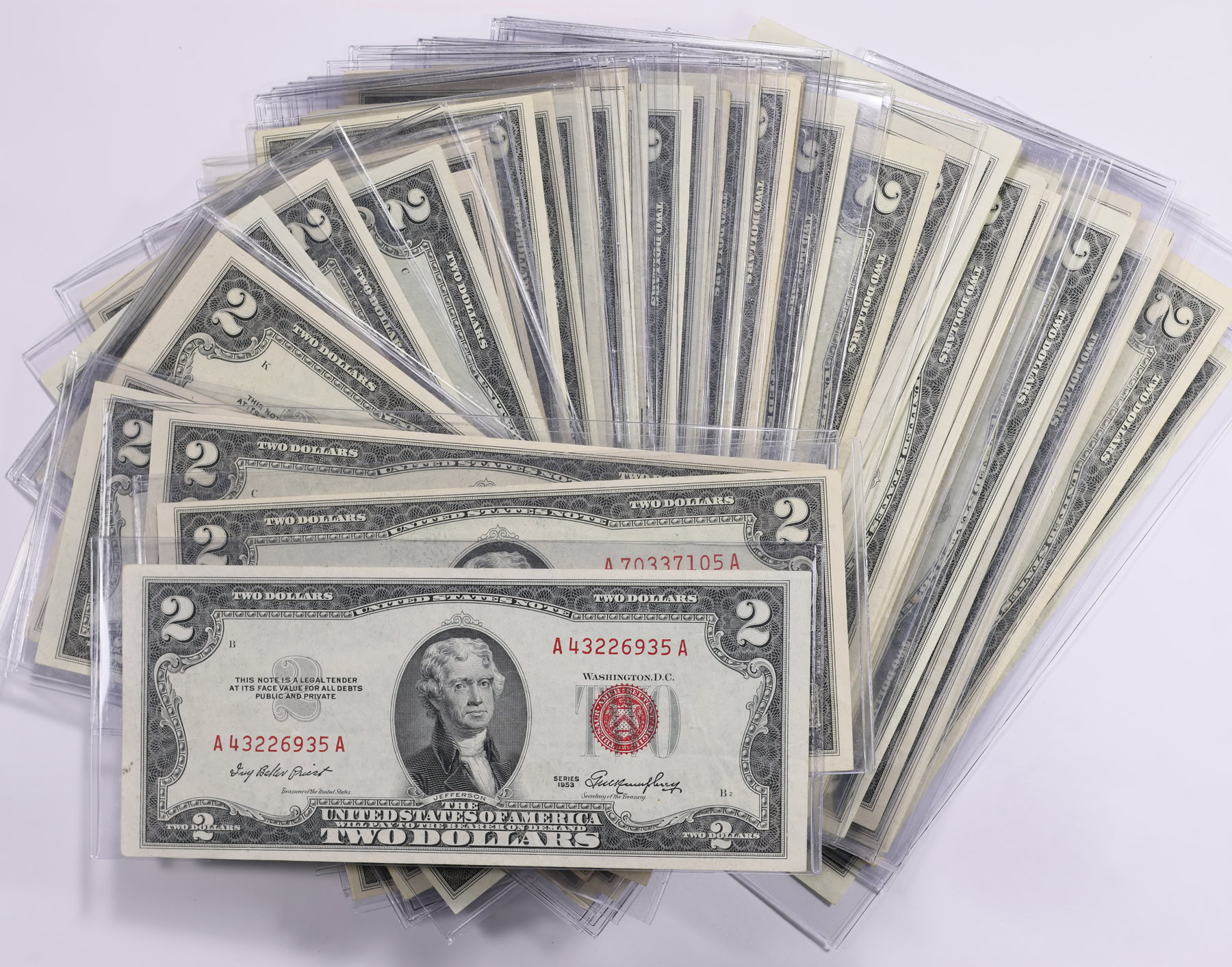 1953A-C $2 Legal Tender Notes and Star Notes Selection Uncertified (57 ...