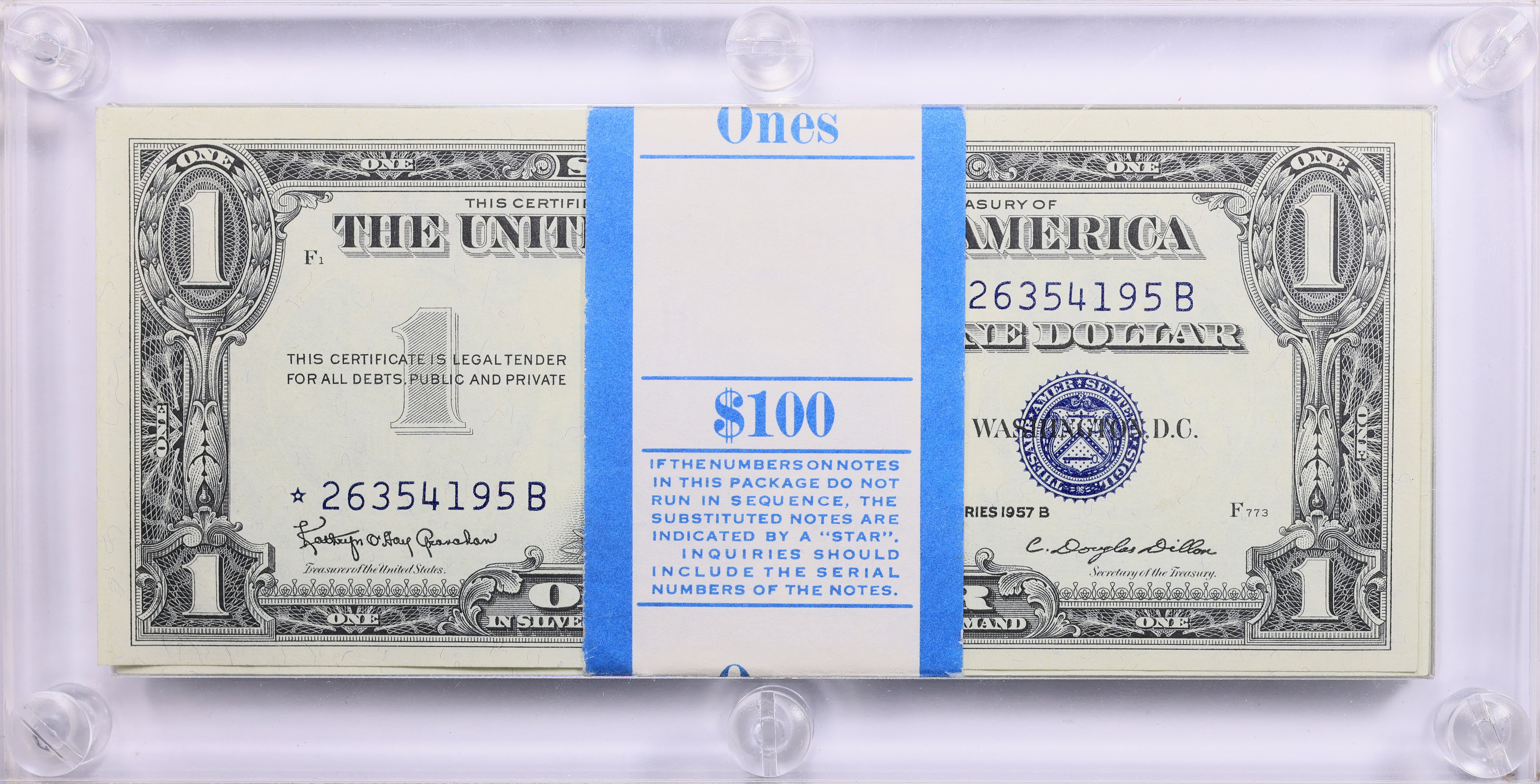 Fr. 1621 (VA Block) 1957B $1 Silver Certificate Notes Sequential Pack ...