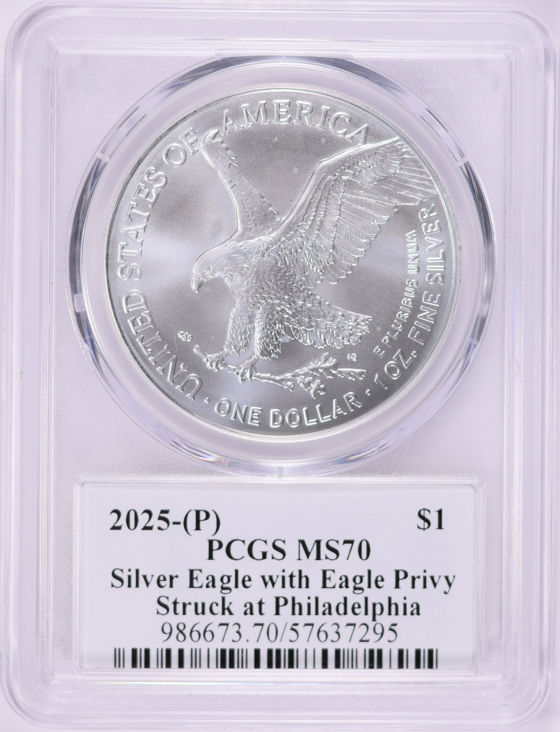 2025-(P) $1 Silver Eagle with Eagle Privy PCGS MS-70 (Ultra Breaks Gold ...