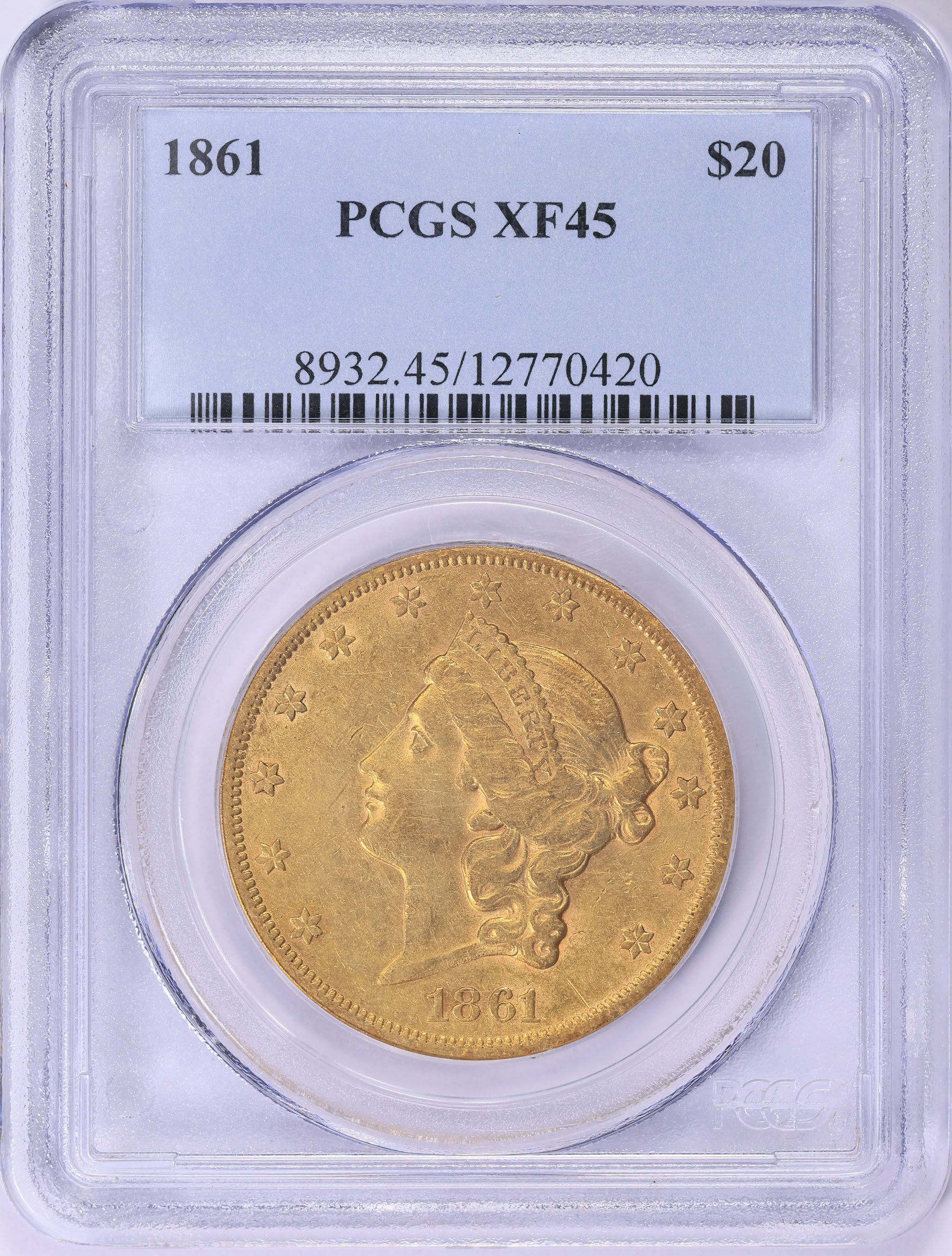 1861 Liberty Gold Double Eagle PCGS XF-45 (Item 1908829) | GreatCollections Coin Auctions