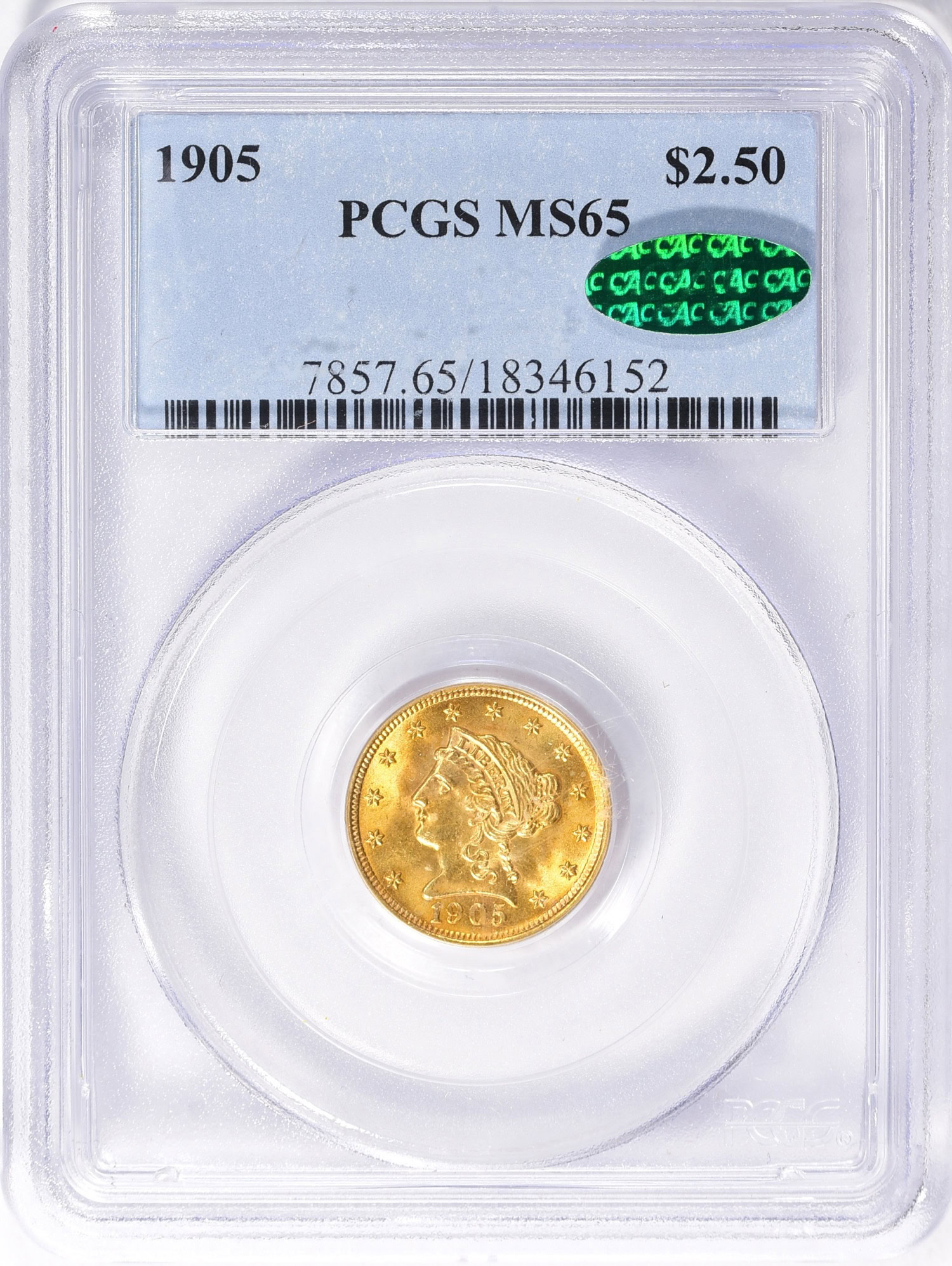 1905 Liberty Gold Quarter Eagle PCGS MS-65 (CAC Green) (Item 1908835 ...