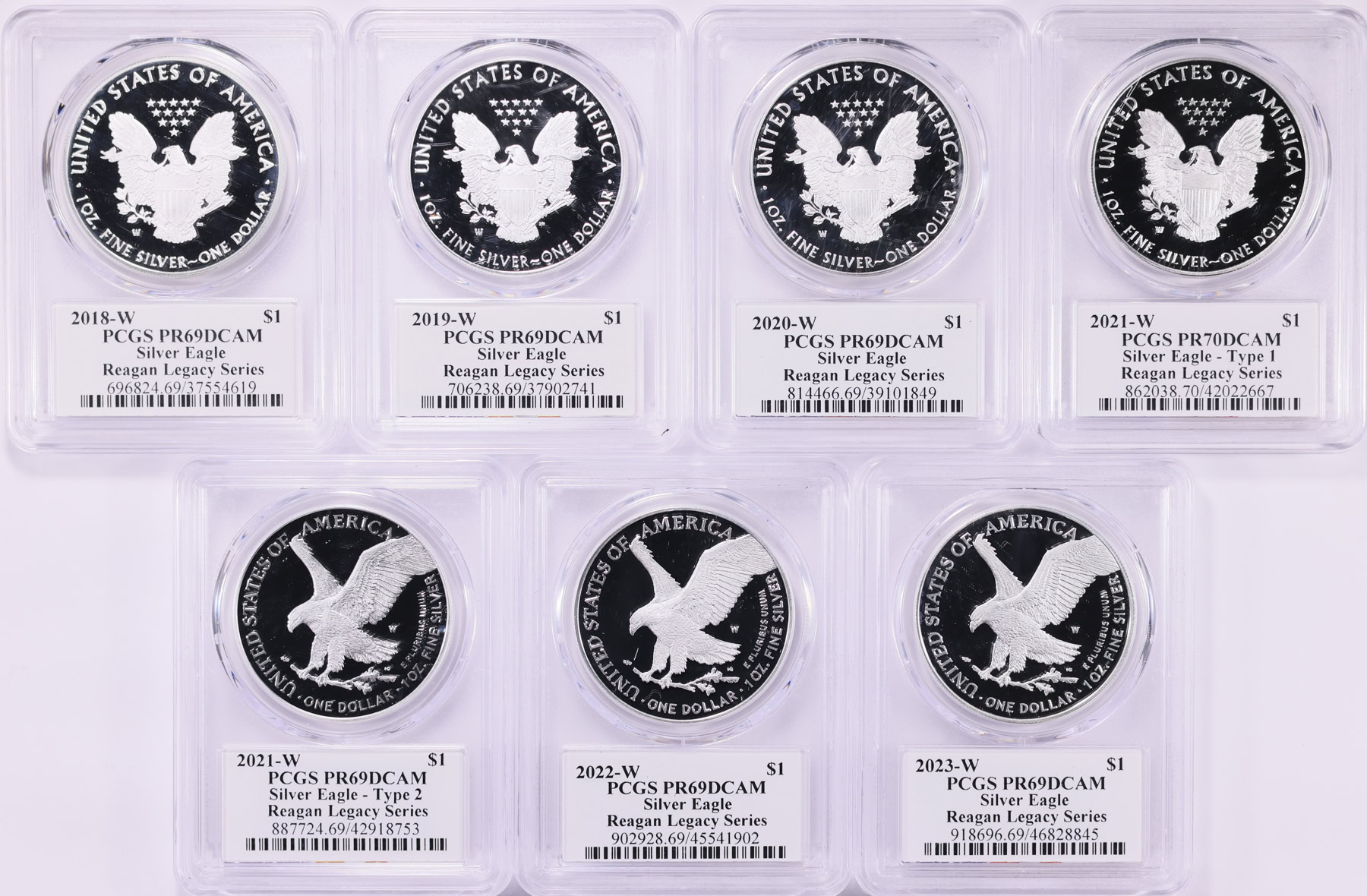 1986-S - 2023-W $1 Silver Eagle Date Run Reagan Legacy Series PCGS ...