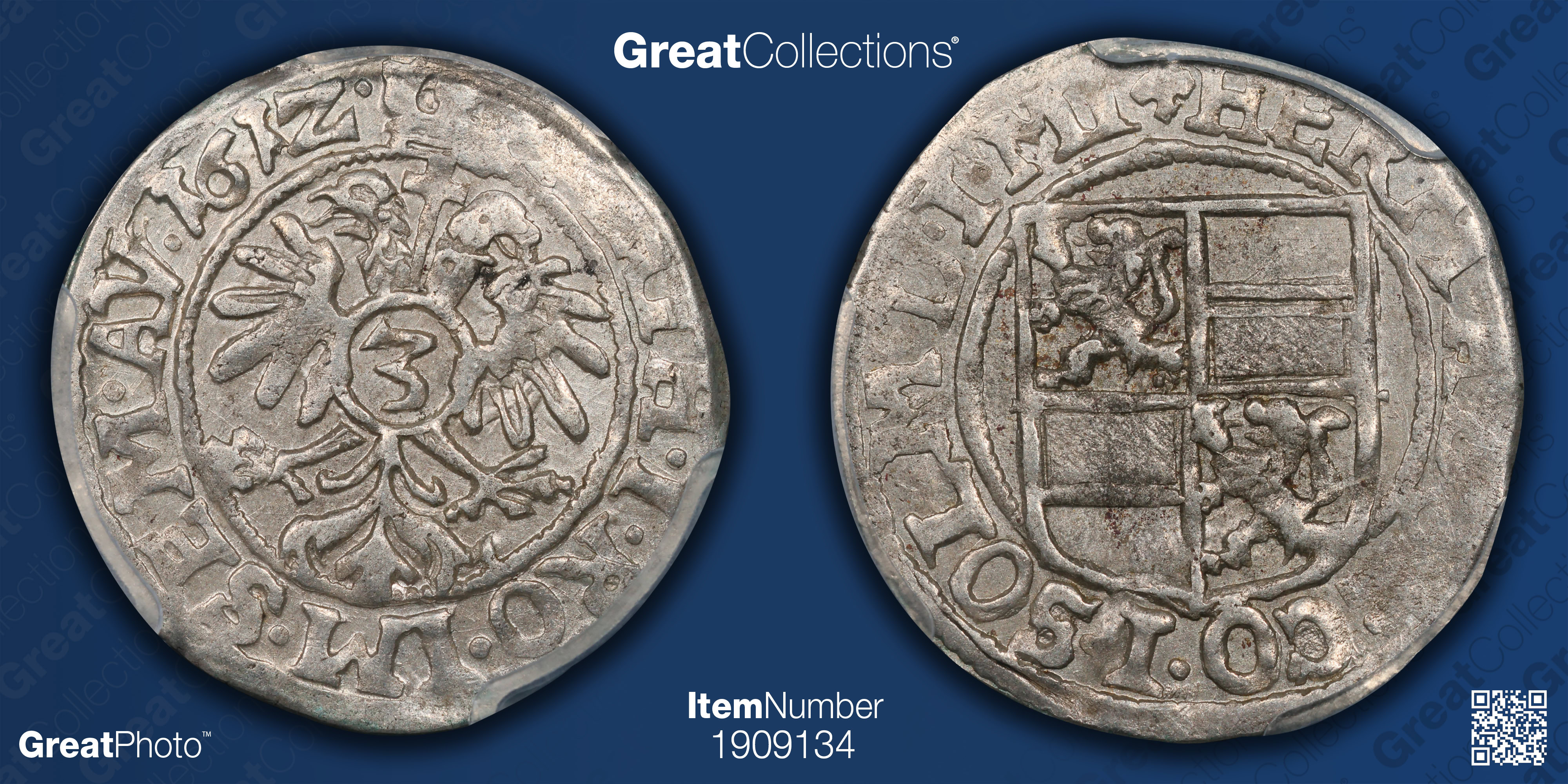 Germany - Solms-Hohensolms 1612 Silver 3 Kreuzer (Groschen) KM-41 PCGS ...