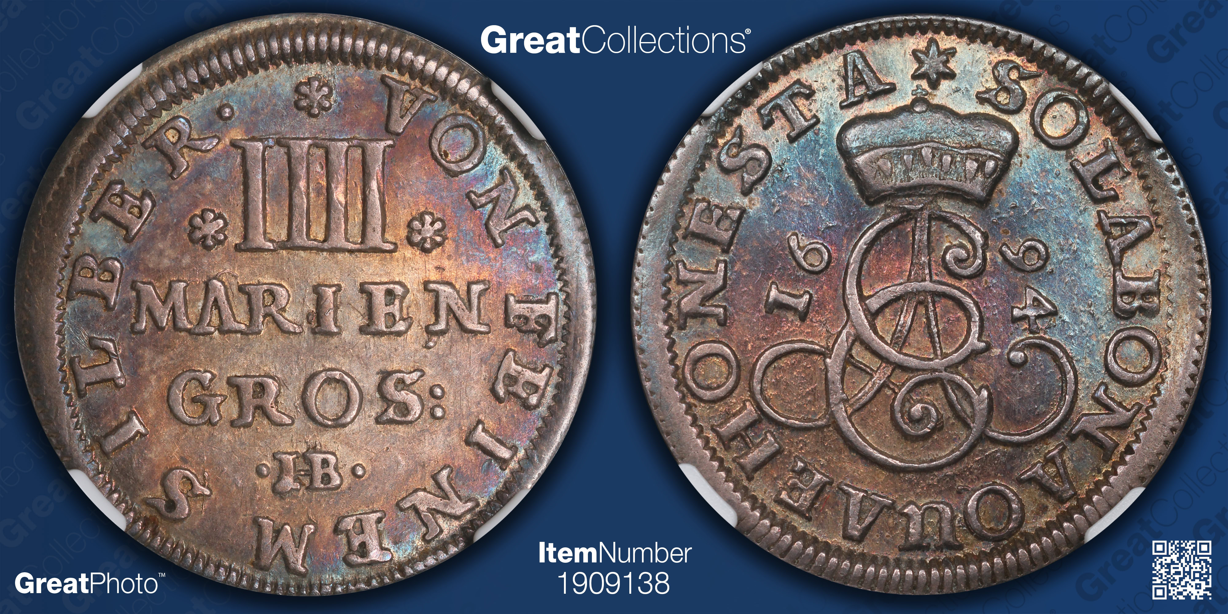 Germany - Brunswick-Lüneburg-Calenberg 1694-HB Silver 4 Mariengroschen ...