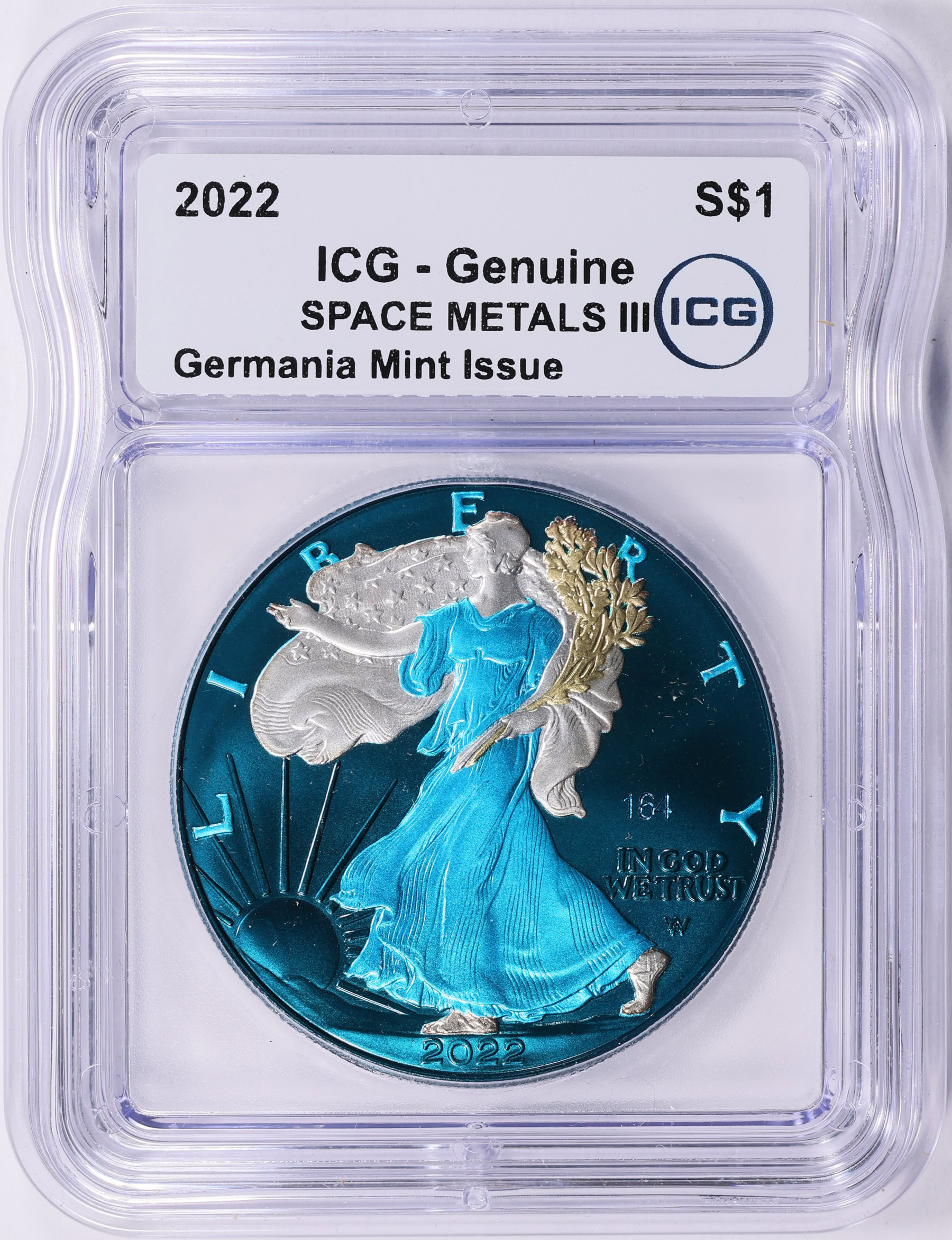 2022 $1 Silver Eagle Space Metals III Germania Mint Issue ICG Genuine ...