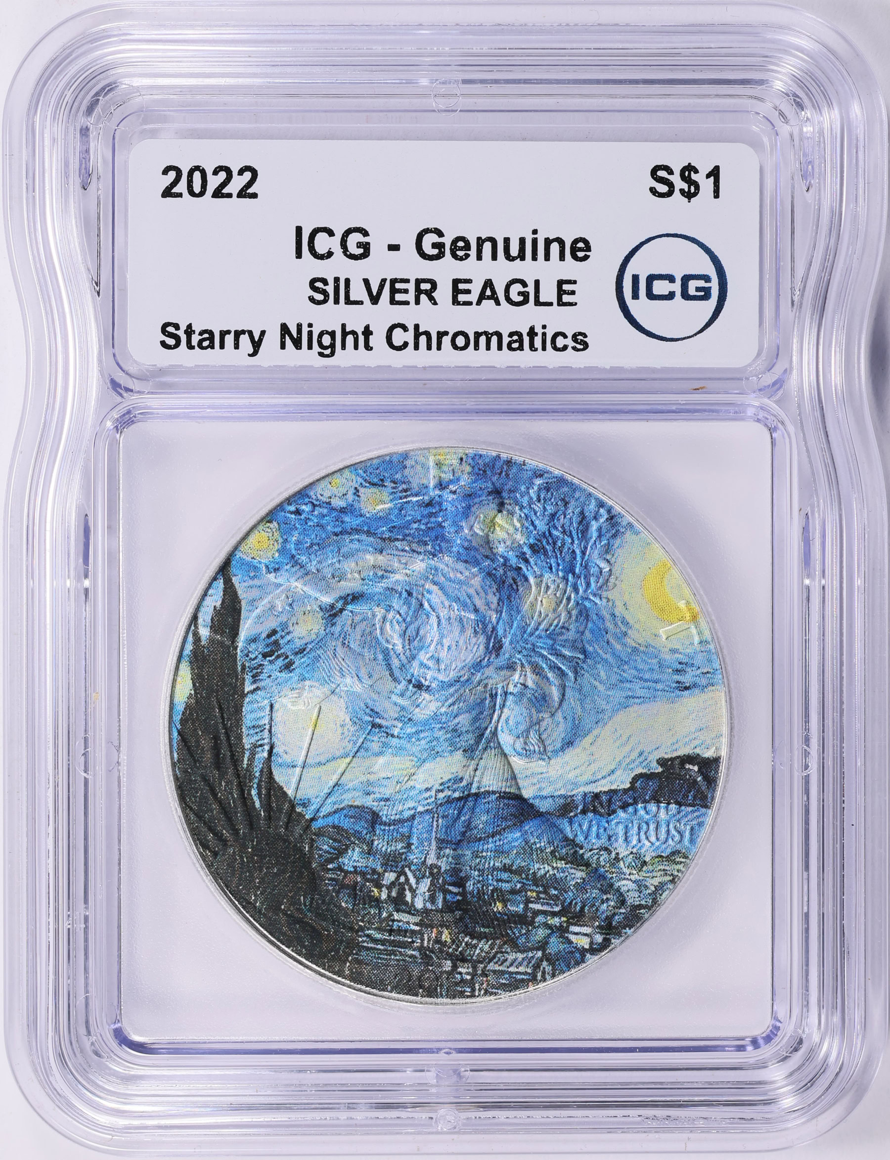 2022 $1 Colorized Silver Eagle Starry Night Chromatics Private Mint ...