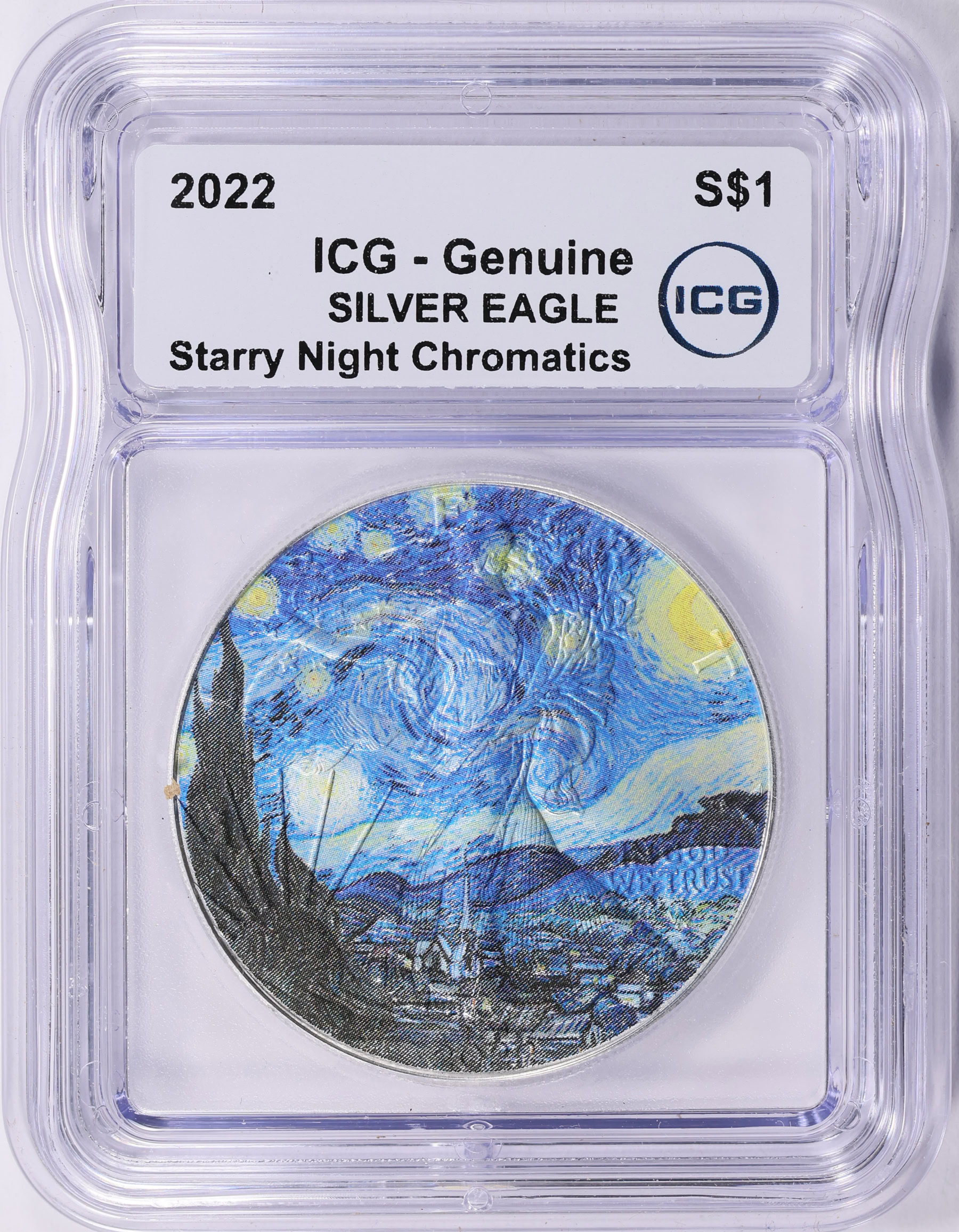 2022 $1 Colorized Silver Eagle Starry Night Chromatics Private Mint ...