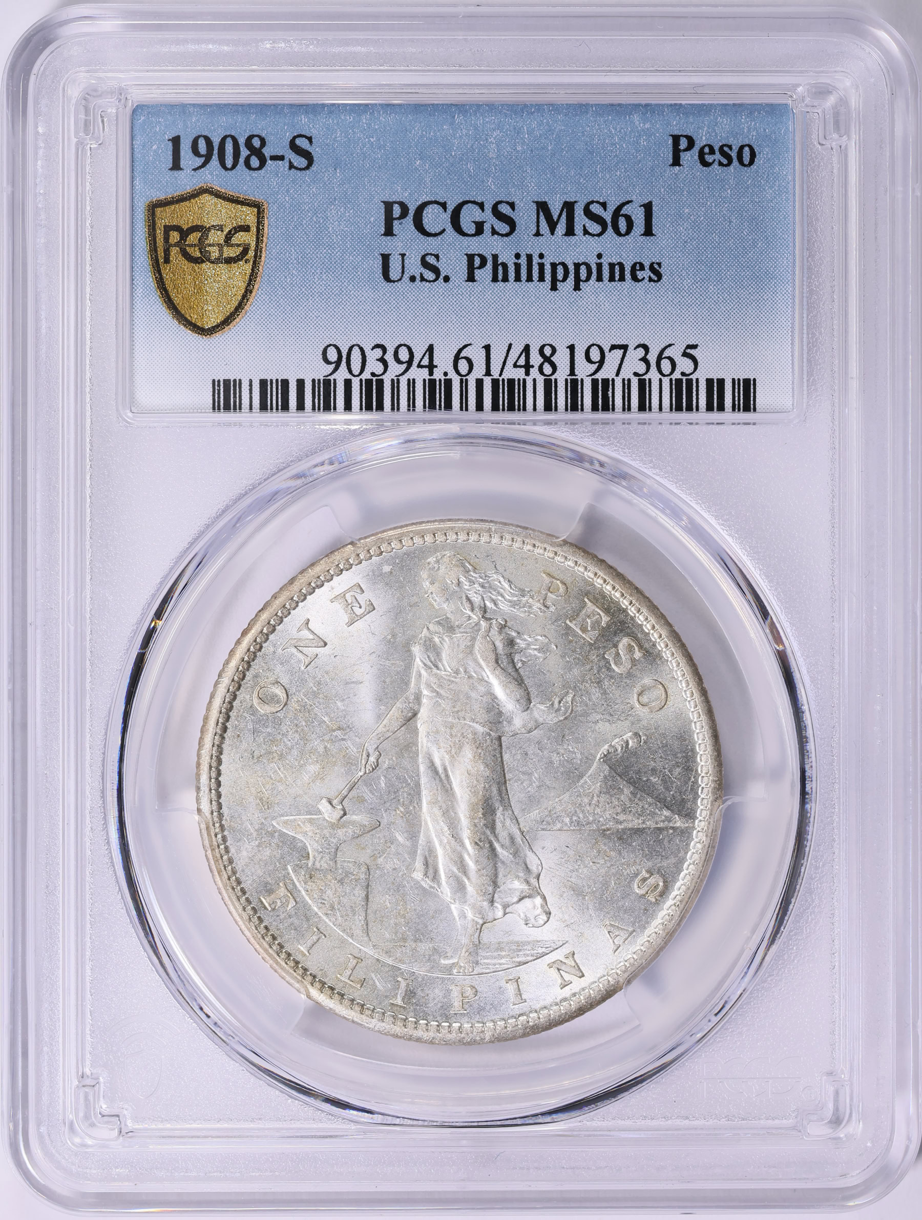 1908-S U.S. Philippines Peso PCGS MS-61 (Item 1909251 ...