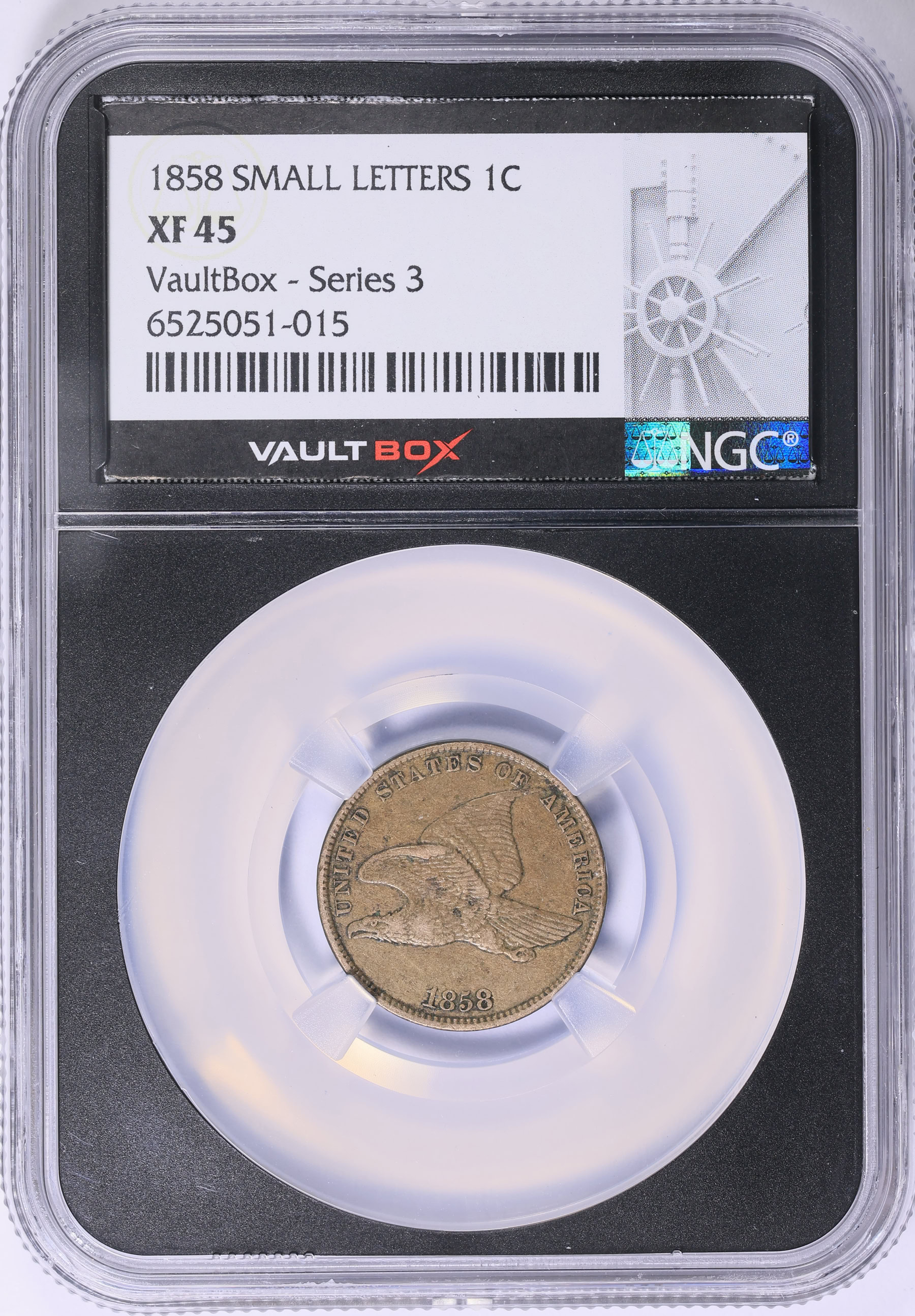 1858 Flying Eagle Cent Small Letters NGC XF-45 (VaultBox Series 3 ...