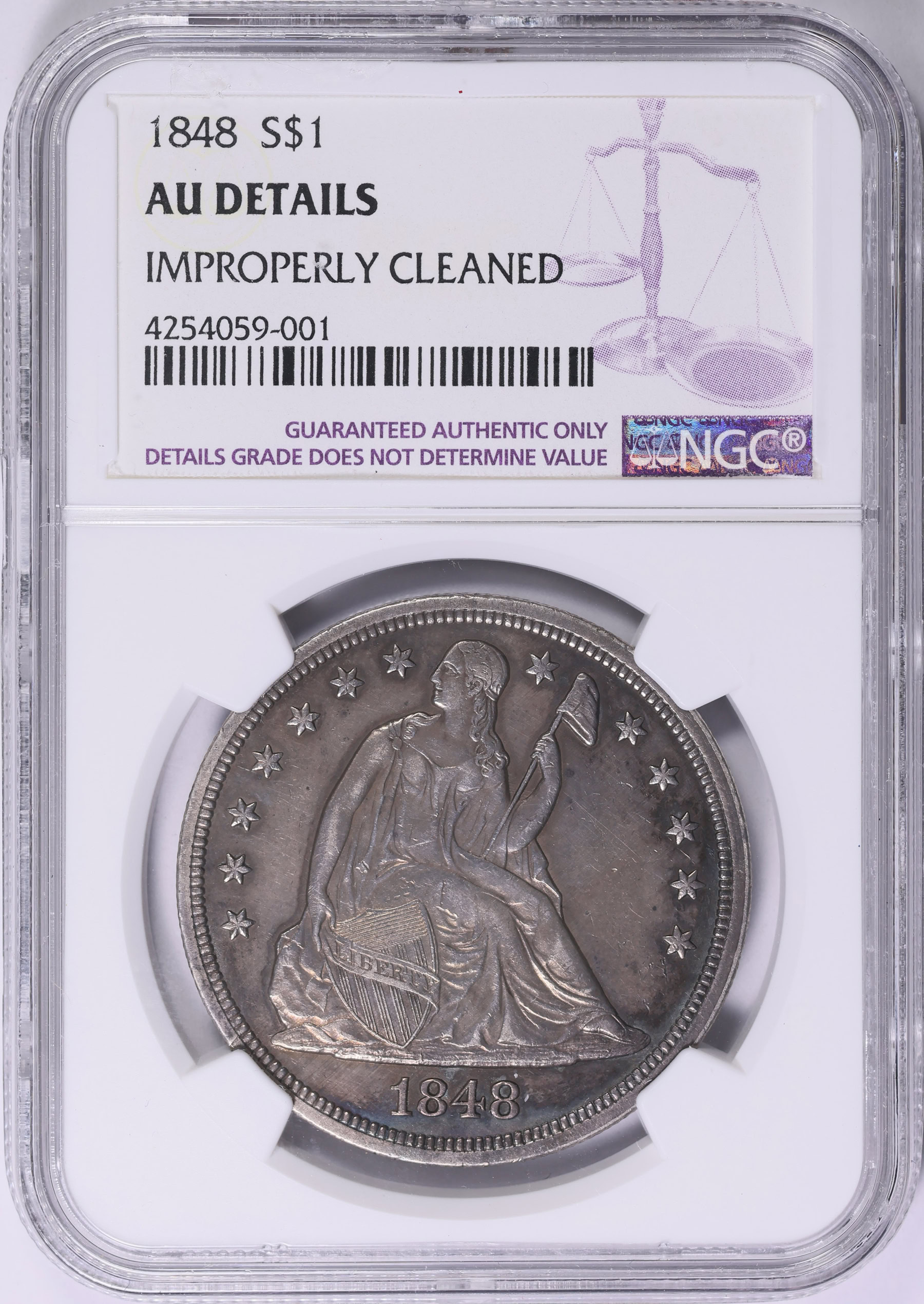 1848 Seated Liberty Silver Dollar NGC AU Details (Item 1909292 ...