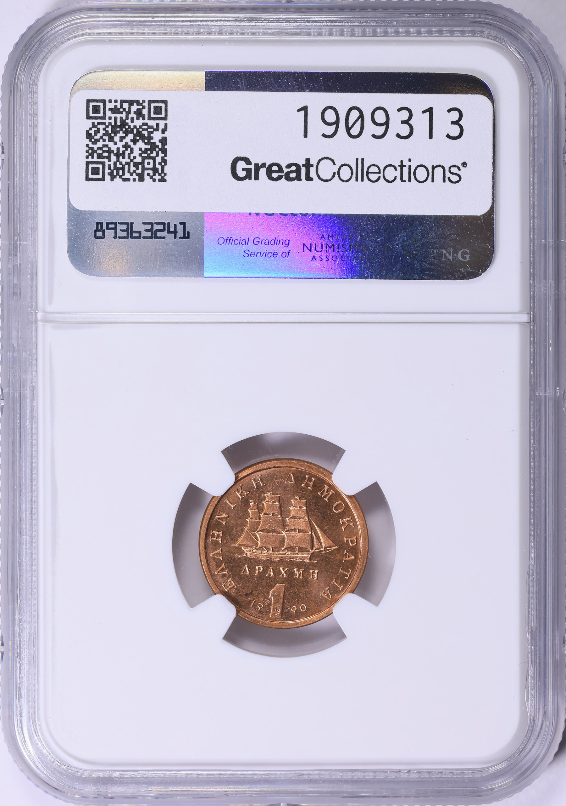 Greece 1990 Drachma KM-150 NGC MS-65 RD (Item 1909313 ...