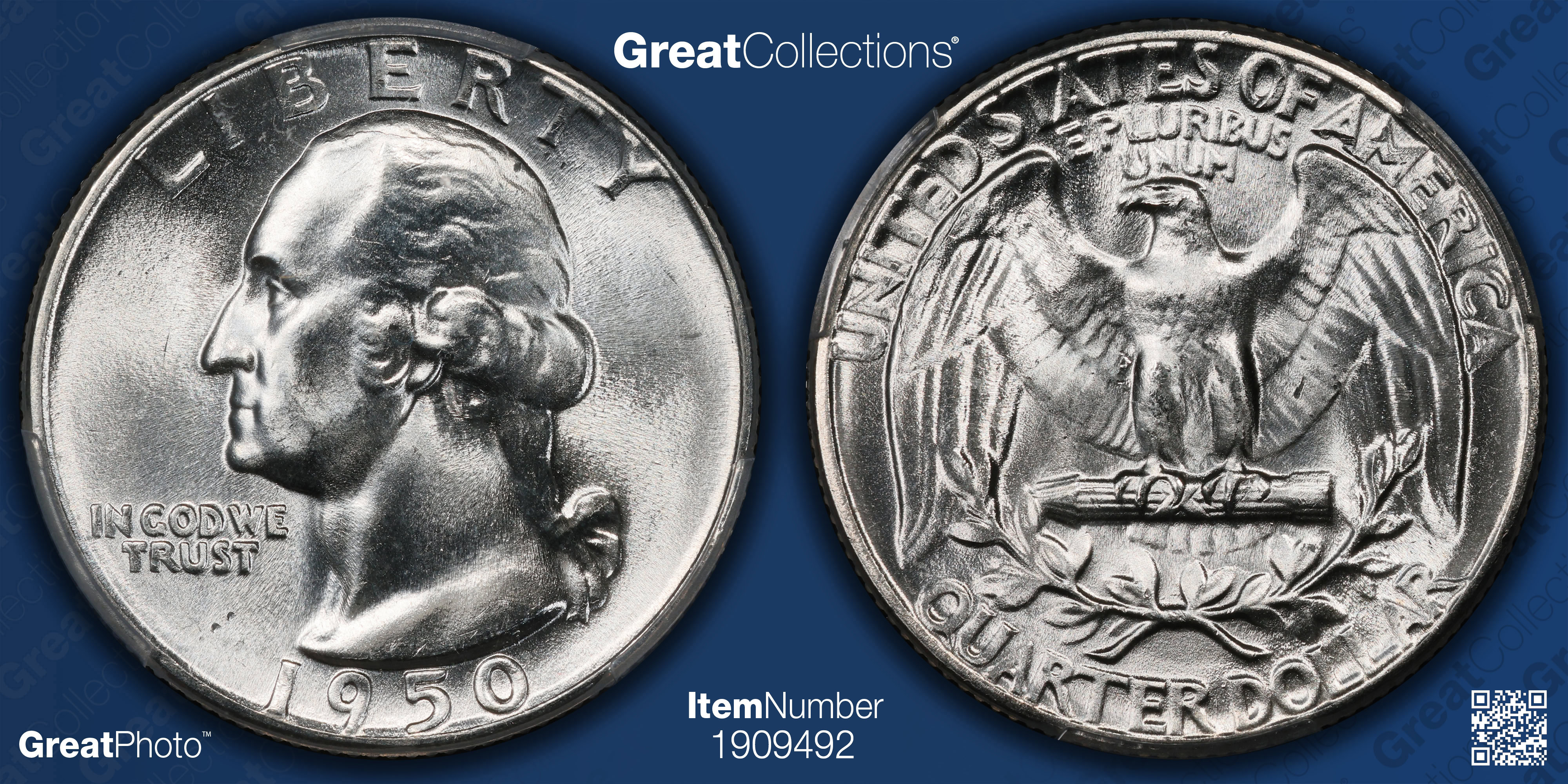 1950 Washington Quarter Doubled Die Reverse FS-801 PCGS MS-66 (Item ...