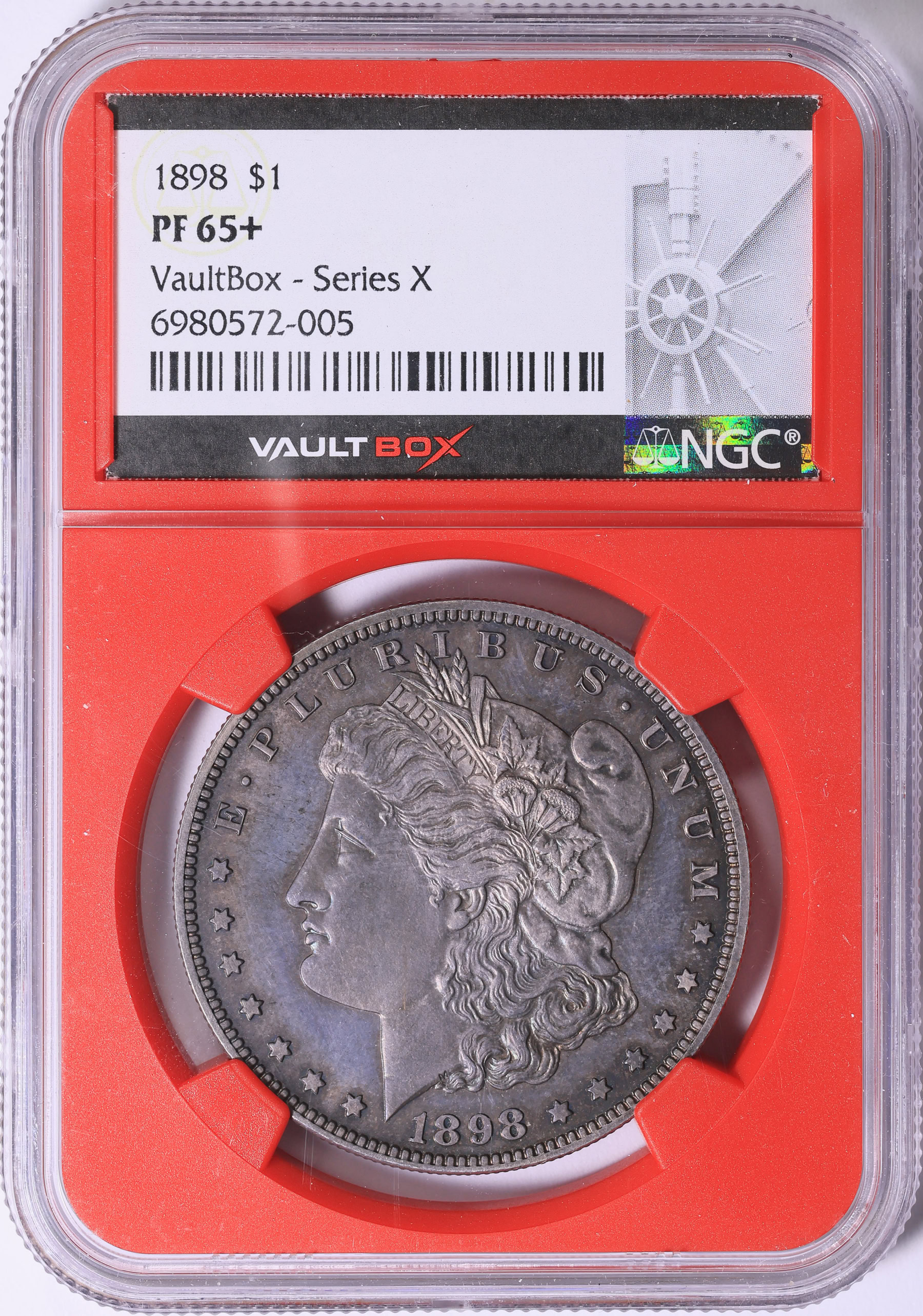 1898 Morgan Silver Dollar NGC Proof-65+ (VaultBox Series X Red Holder ...