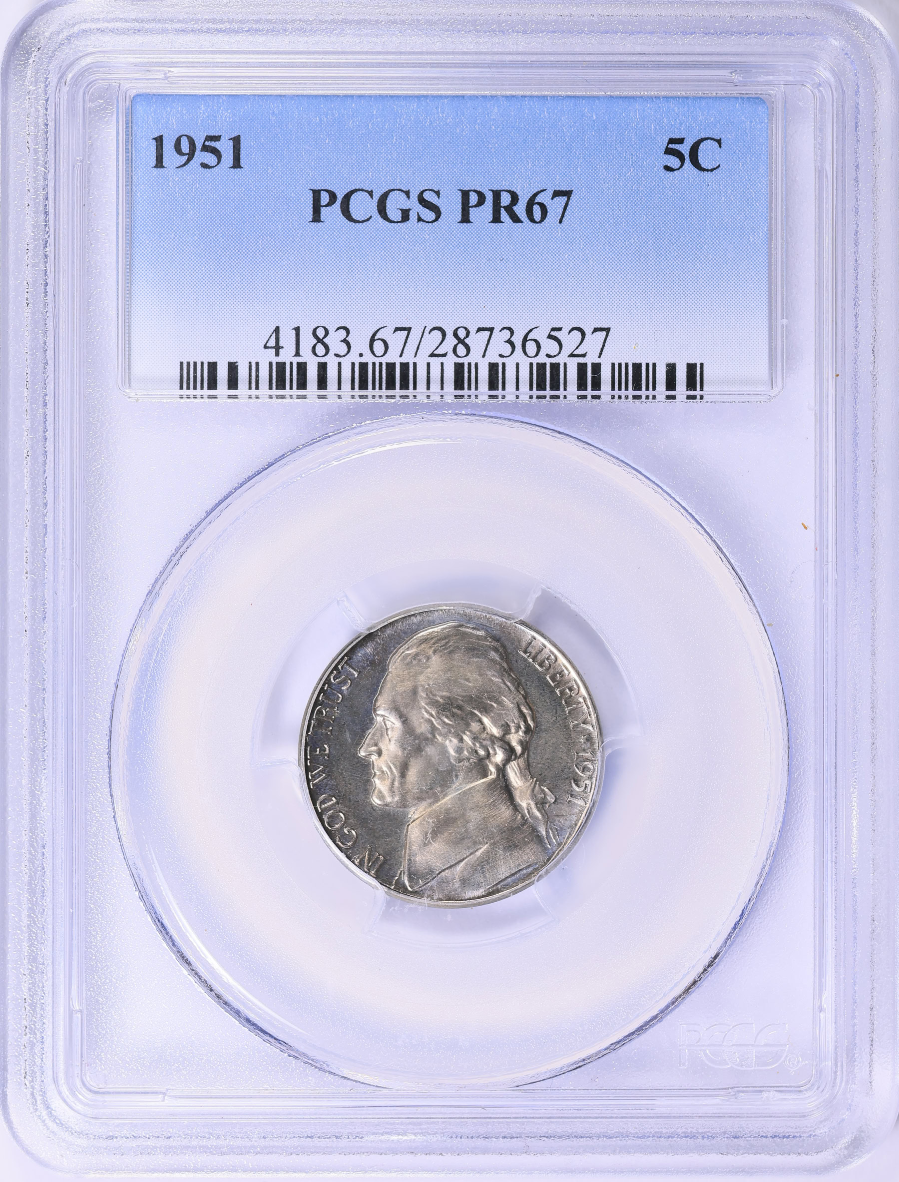 1951 Jefferson Nickel PCGS Proof-67 (Item 1909670) | GreatCollections ...