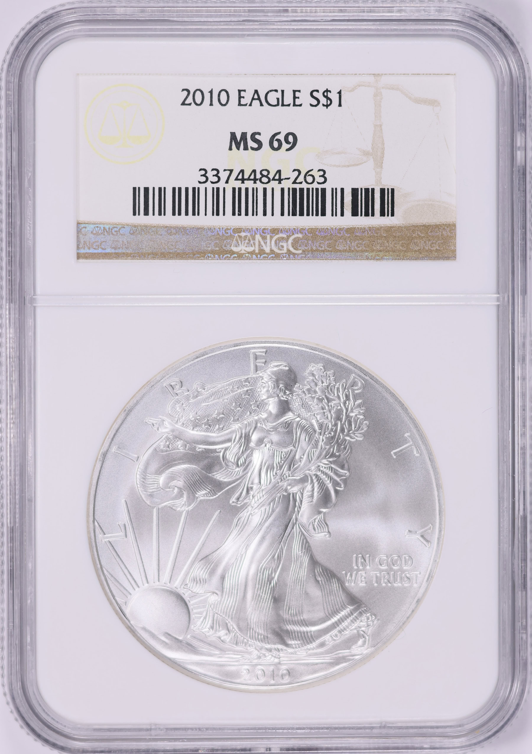 2010 $1 Silver Eagle NGC MS-69 (Item 1909674) | GreatCollections Coin ...