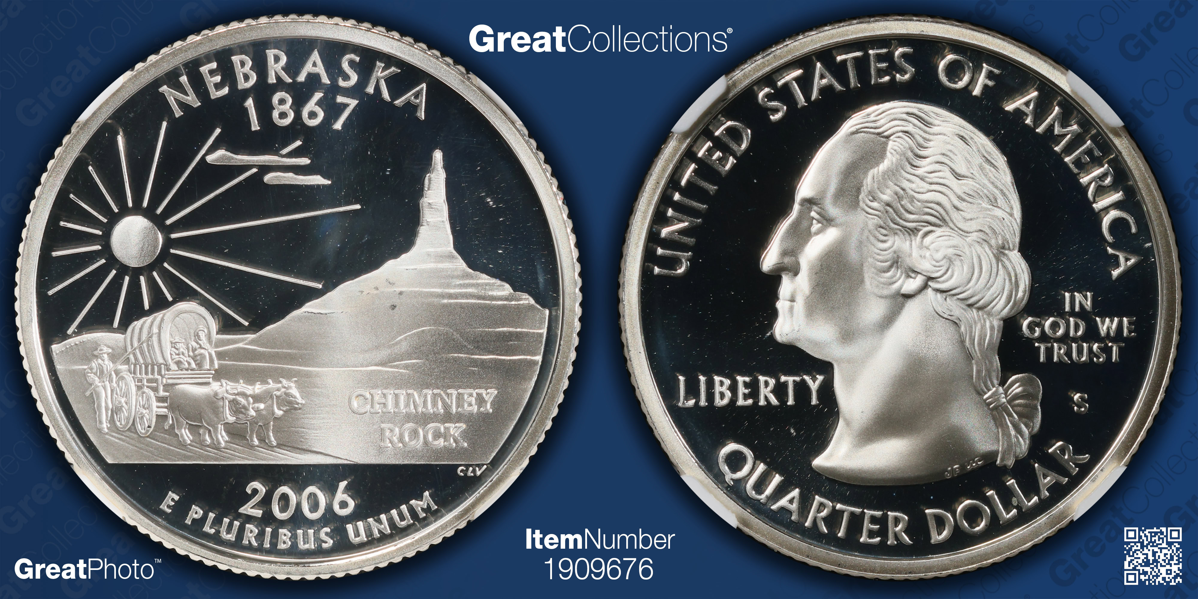 2006-S State Quarter Nebraska Silver NGC Proof-70 UC (Washington Label ...
