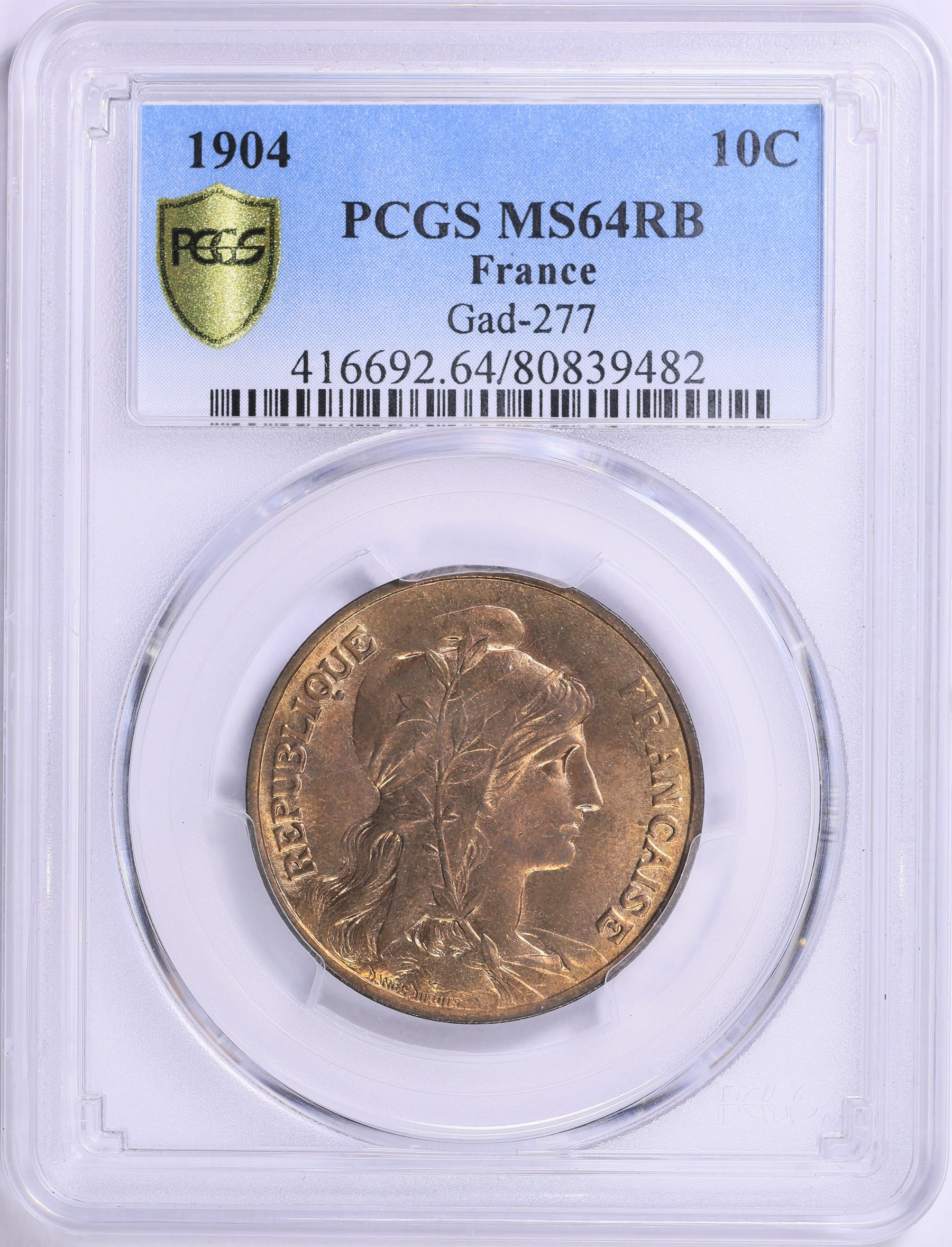 France 1904 10 Centimes KM-843 PCGS MS-64 RB (Item 1909722 ...