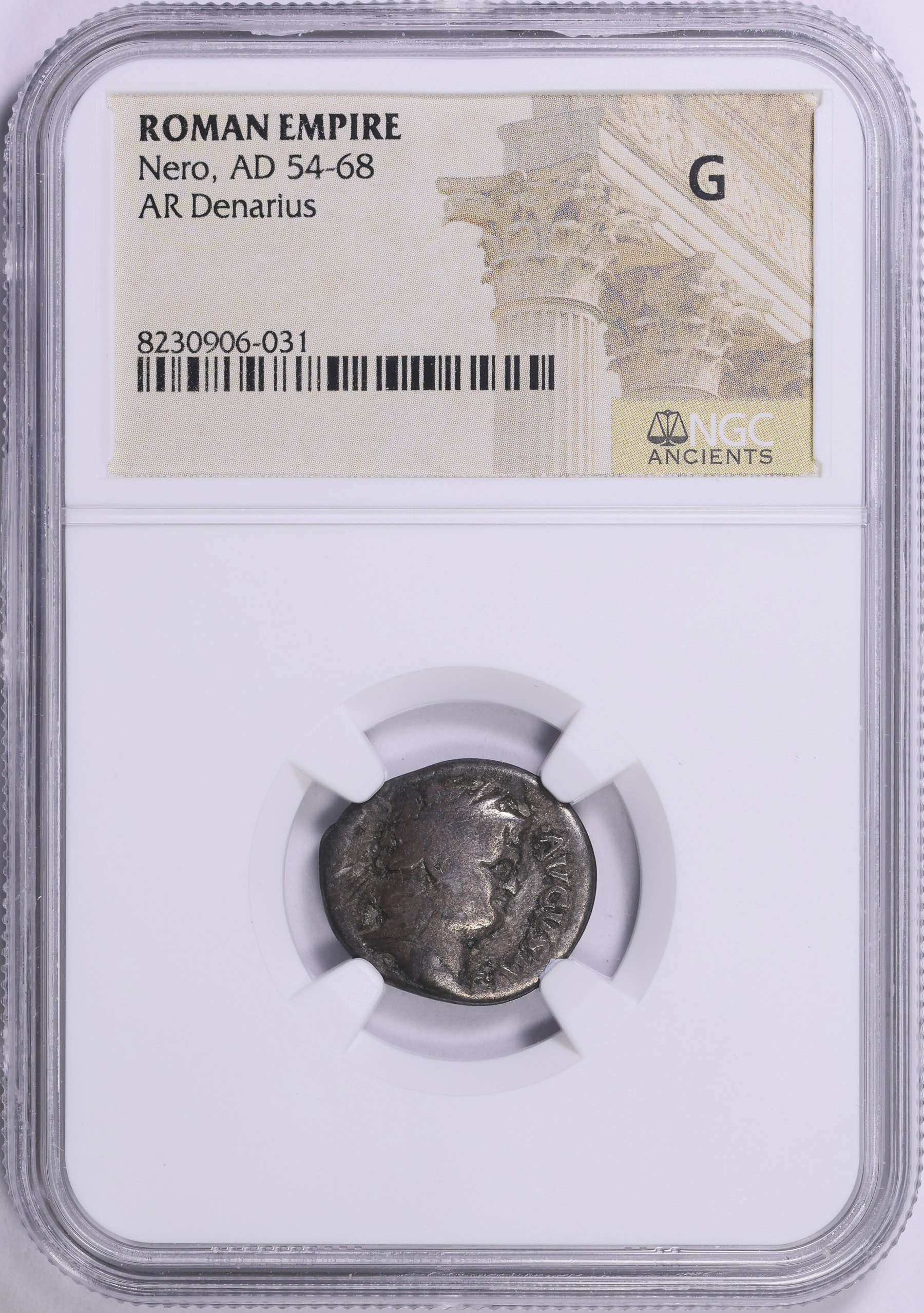 Ancient Roman Empire, Nero (A.D. 54-68) c.A.D. 65-66 AR Denarius Rome Mint NGC G | Cert #8230906 ...