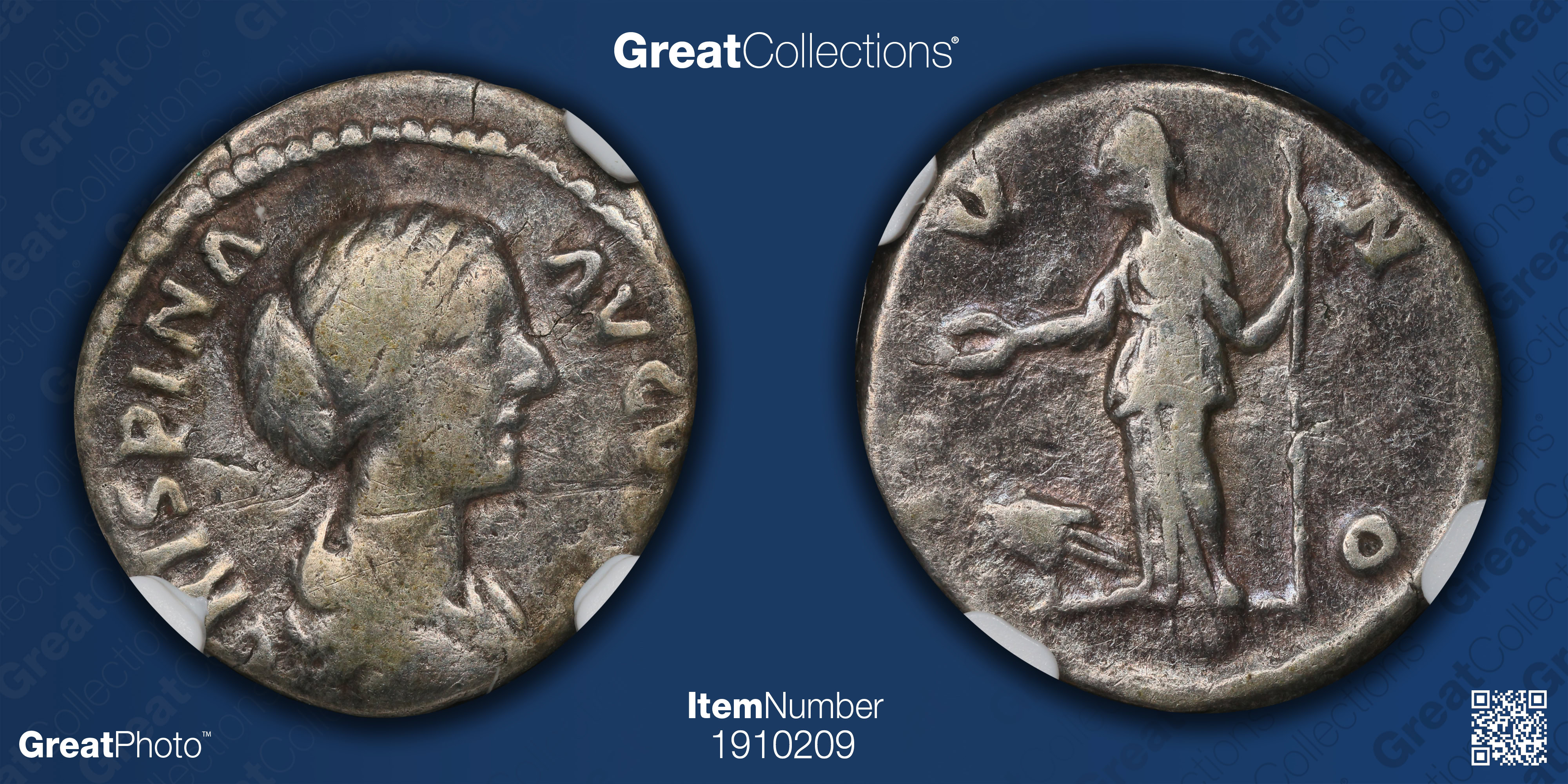 Ancient Roman Empire, Crispina Augusta (A.D. 177-183) AR Denarius Rome ...