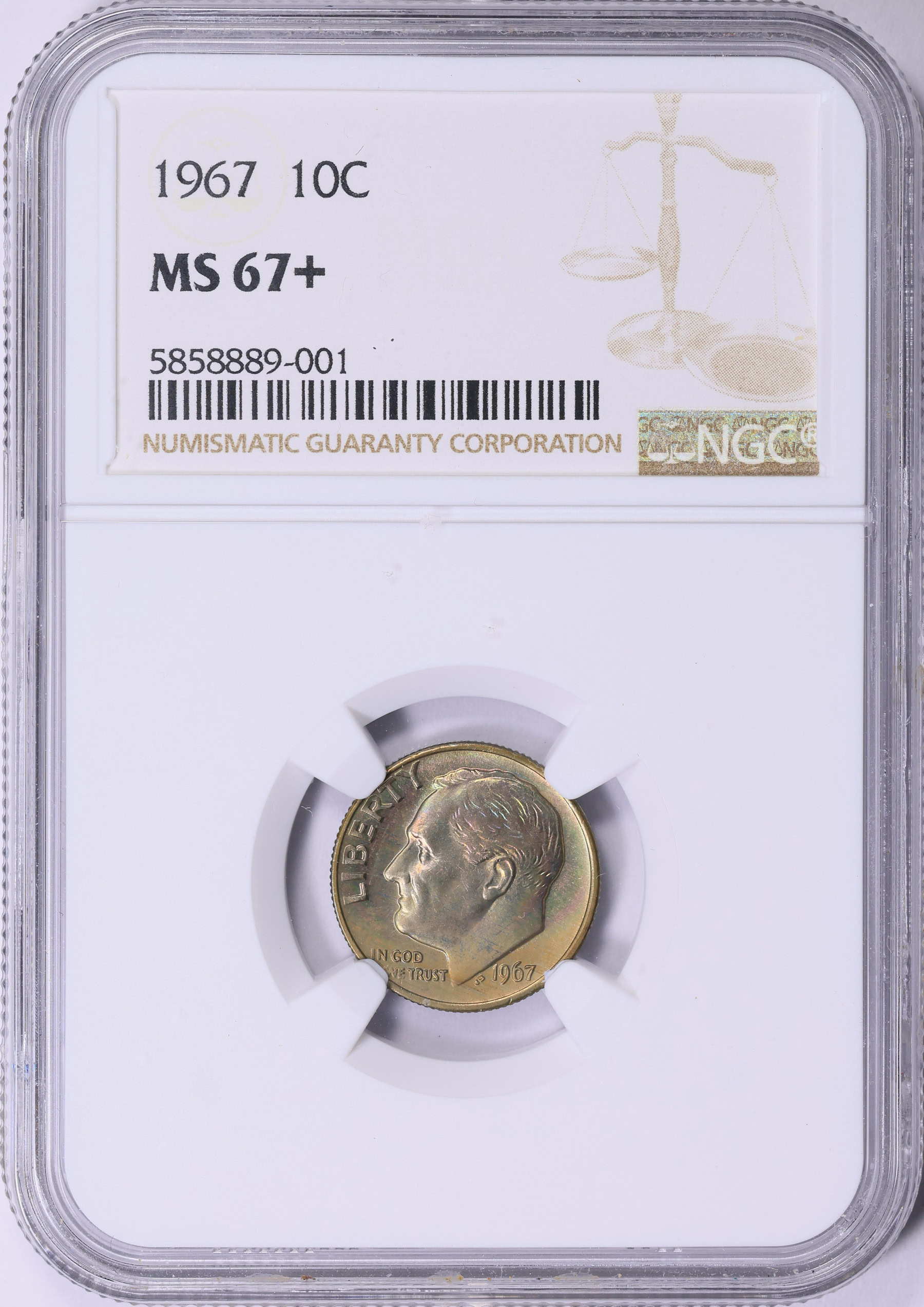 1967 Roosevelt Dime NGC MS-67+ (Toned) (Item 1910261 ...