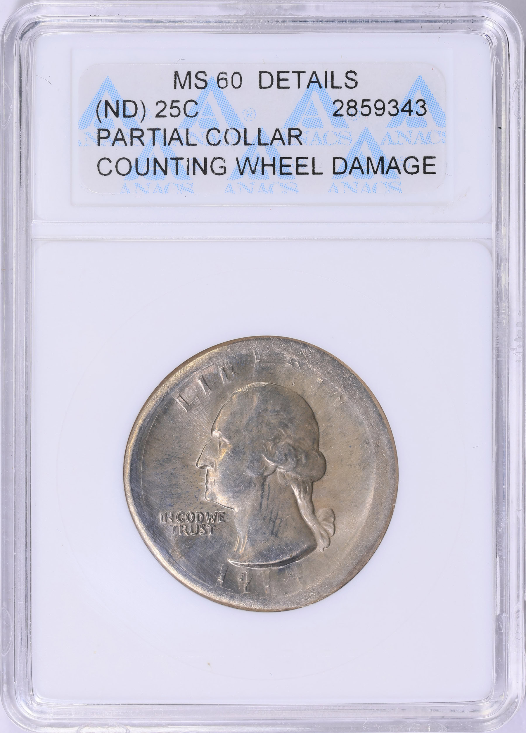 Mint Error No Date Washington Quarter Partial Collar Counting Wheel ...