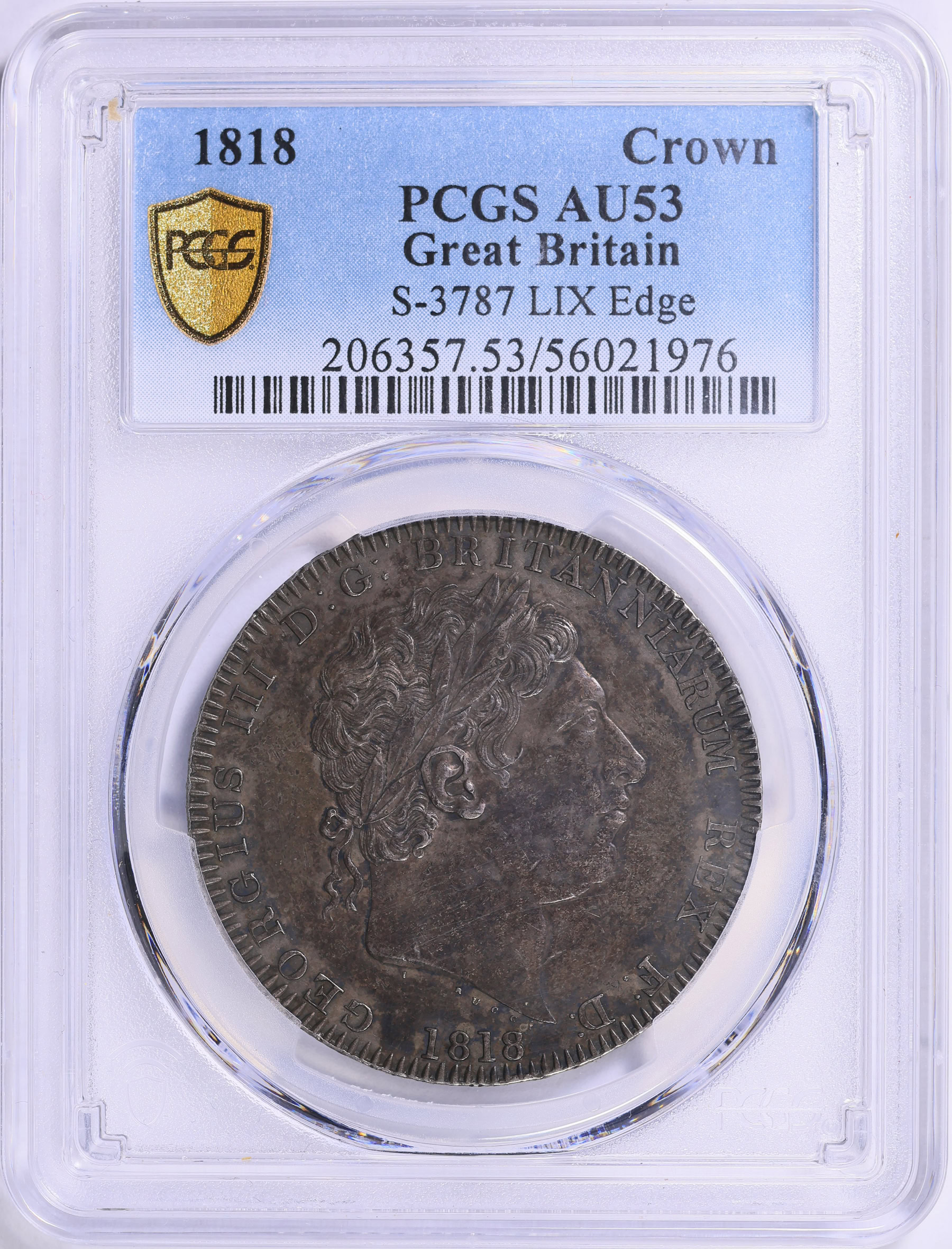 Great Britain 1818 Silver Crown LIX Edge KM-675 PCGS AU-53 (Item ...