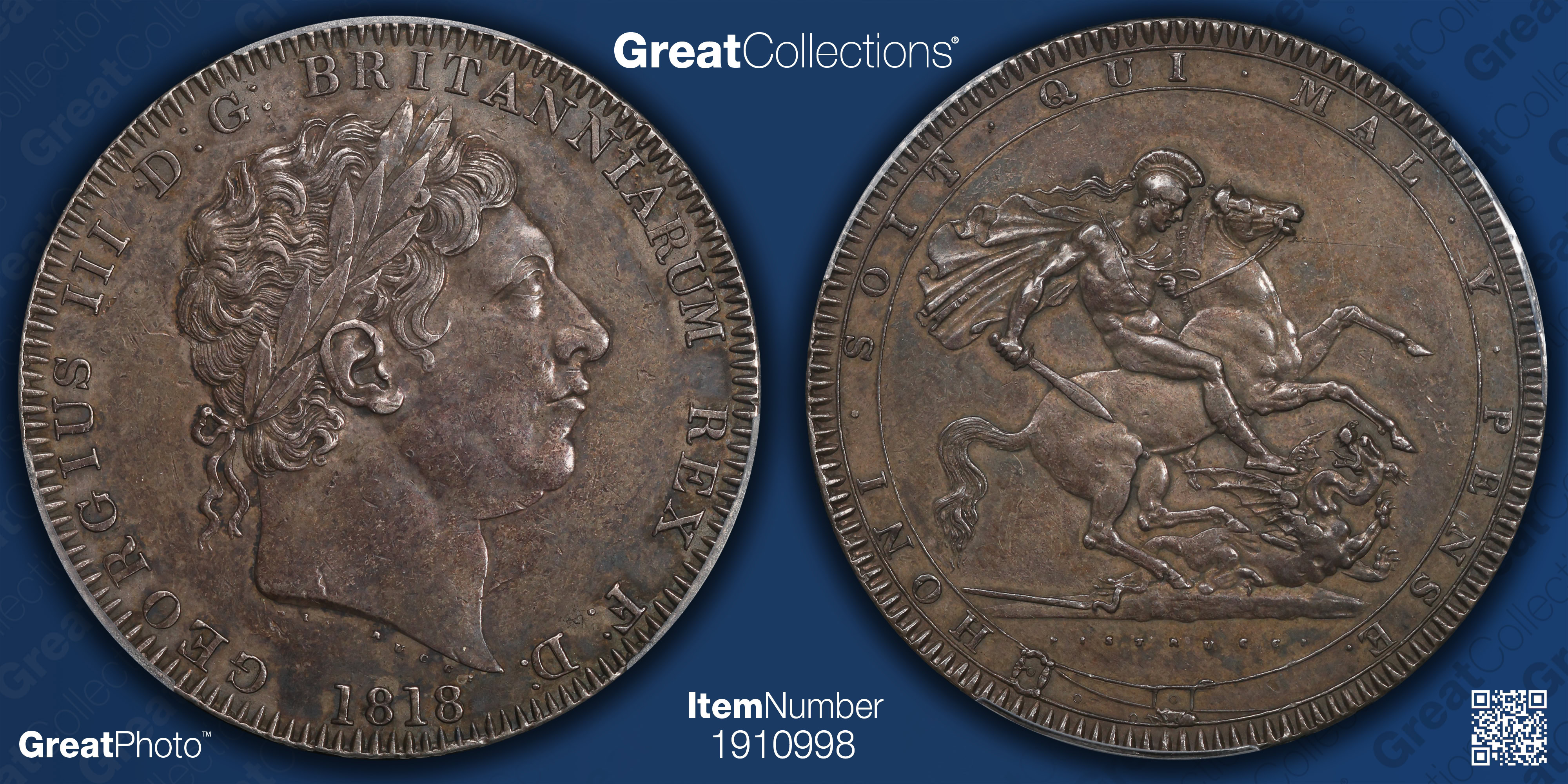 Great Britain 1818 Silver Crown LIX Edge KM-675 PCGS AU-53 (Item ...
