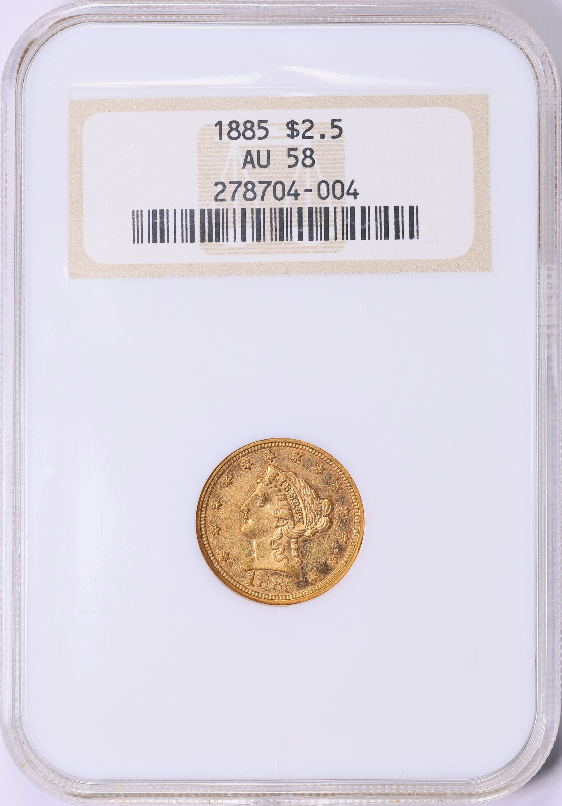 1885 Liberty Gold Quarter Eagle NGC AU-58 OH (Item 1911027 ...