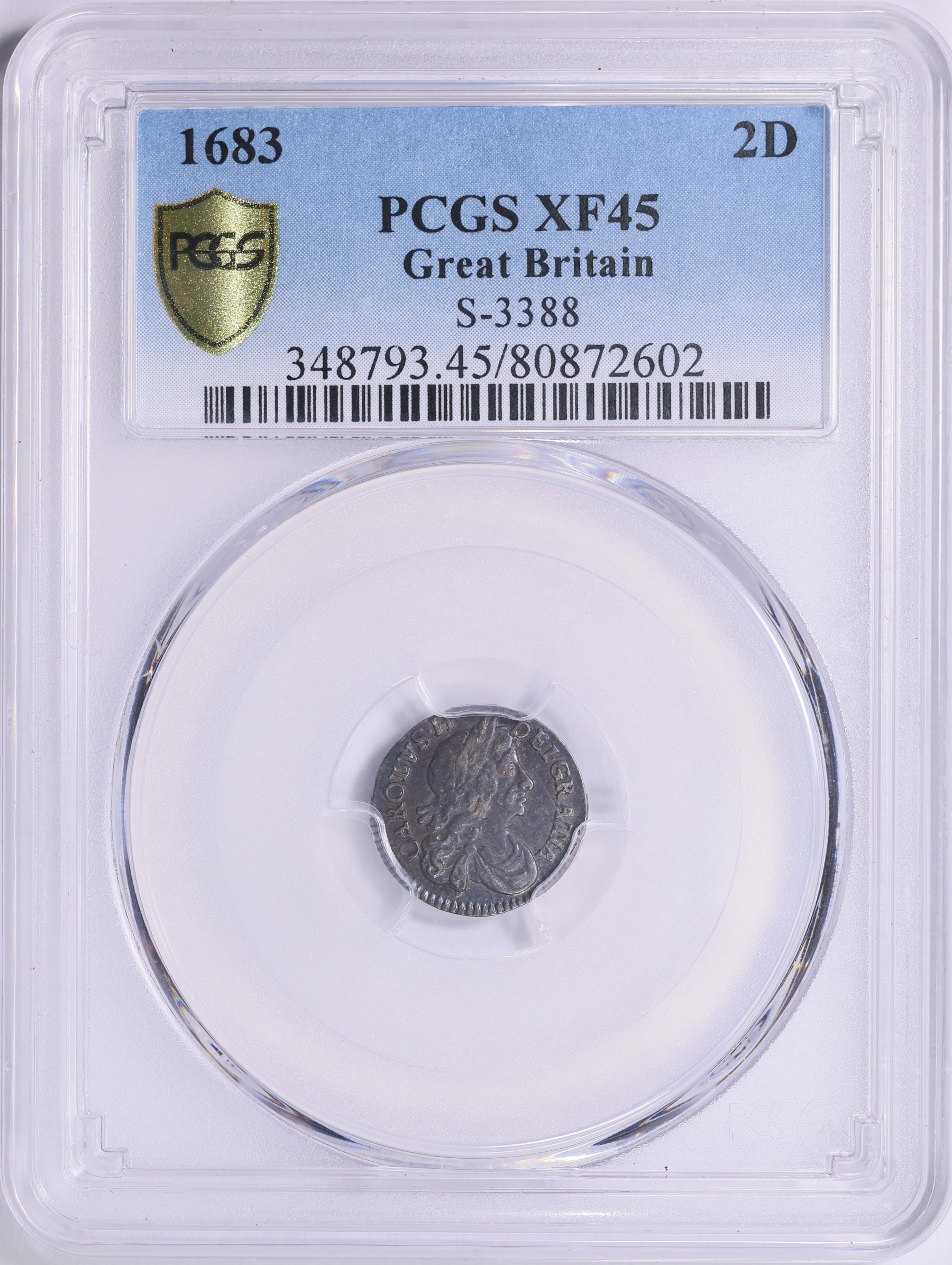 Great Britain 1683 Silver 2 Pence (1/2 Groat) KM-429 PCGS XF-45 (Item ...