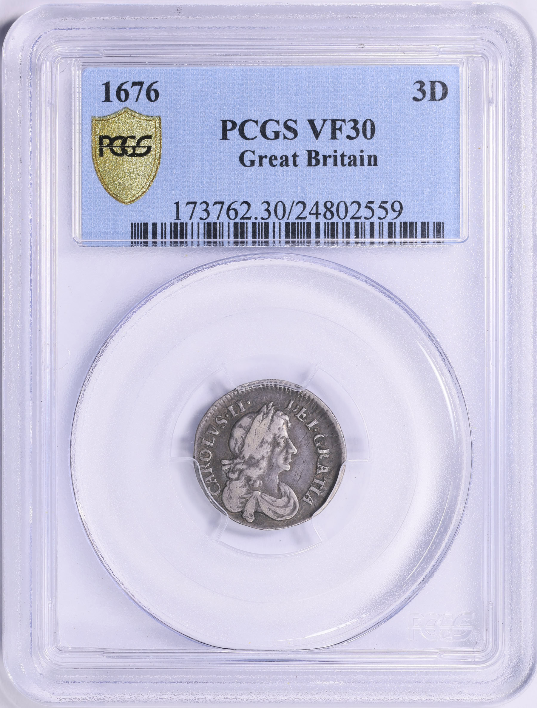 Great Britain 1676 Silver 3 Pence KM-433 PCGS VF-30 (Item 1911175 ...