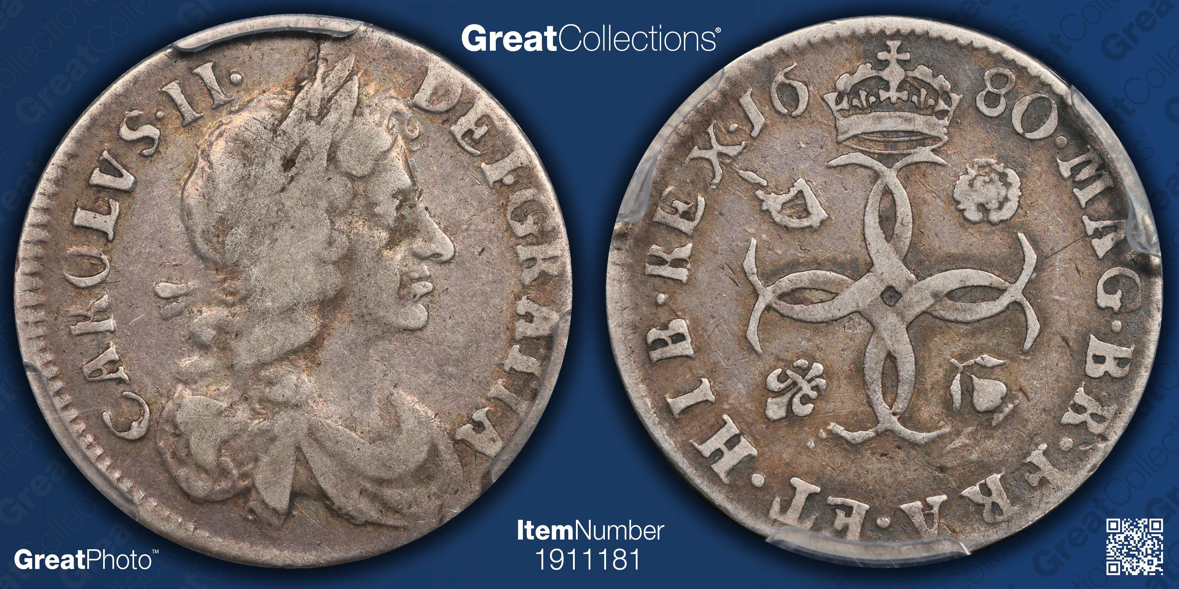 Great Britain 1680 Silver 4 Pence (Groat) KM-434 PCGS VF-35 (Item ...