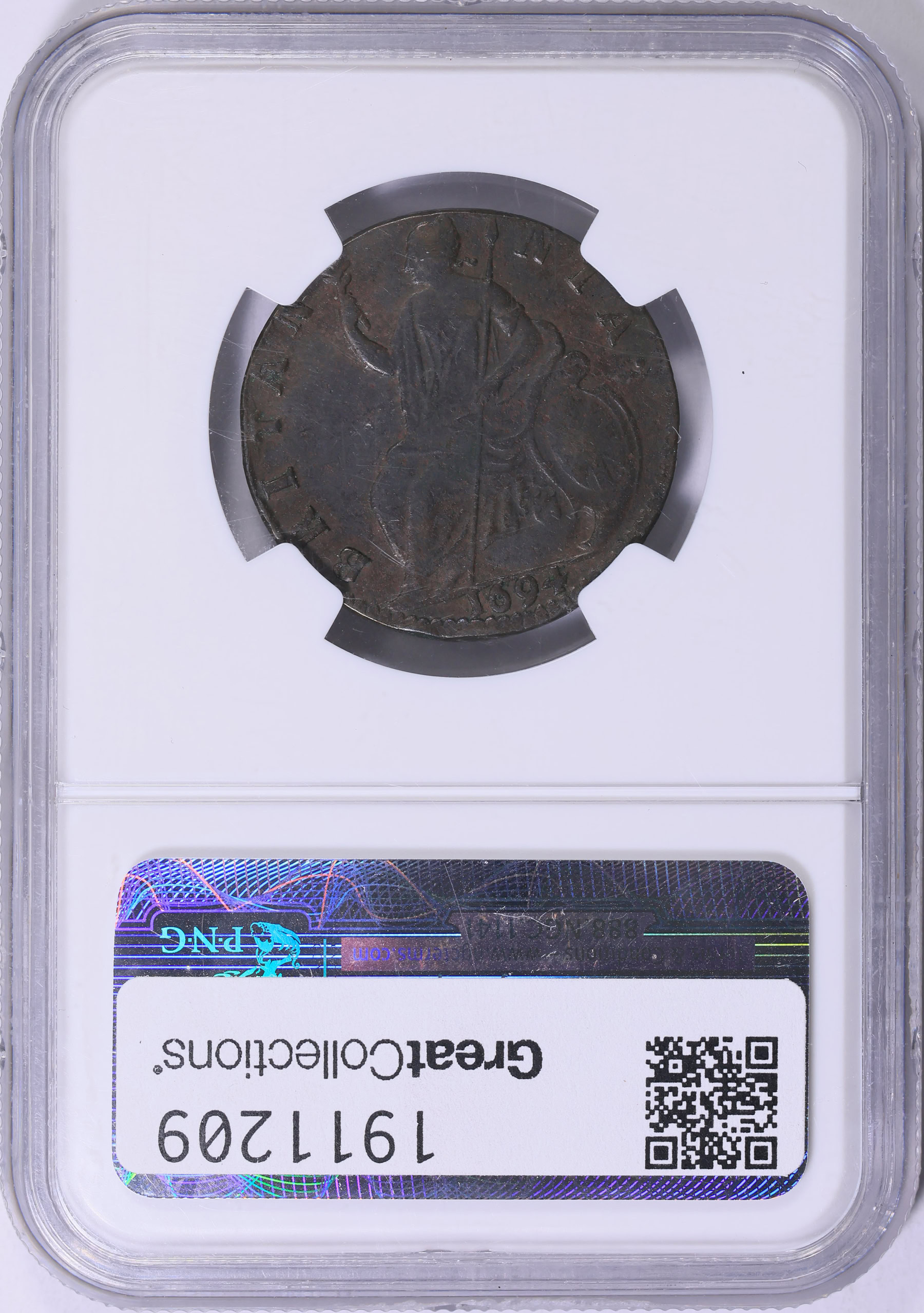 Great Britain 1694 1/2 Penny KM-475.3 NGC VF-35 BN (Item 1911209 ...