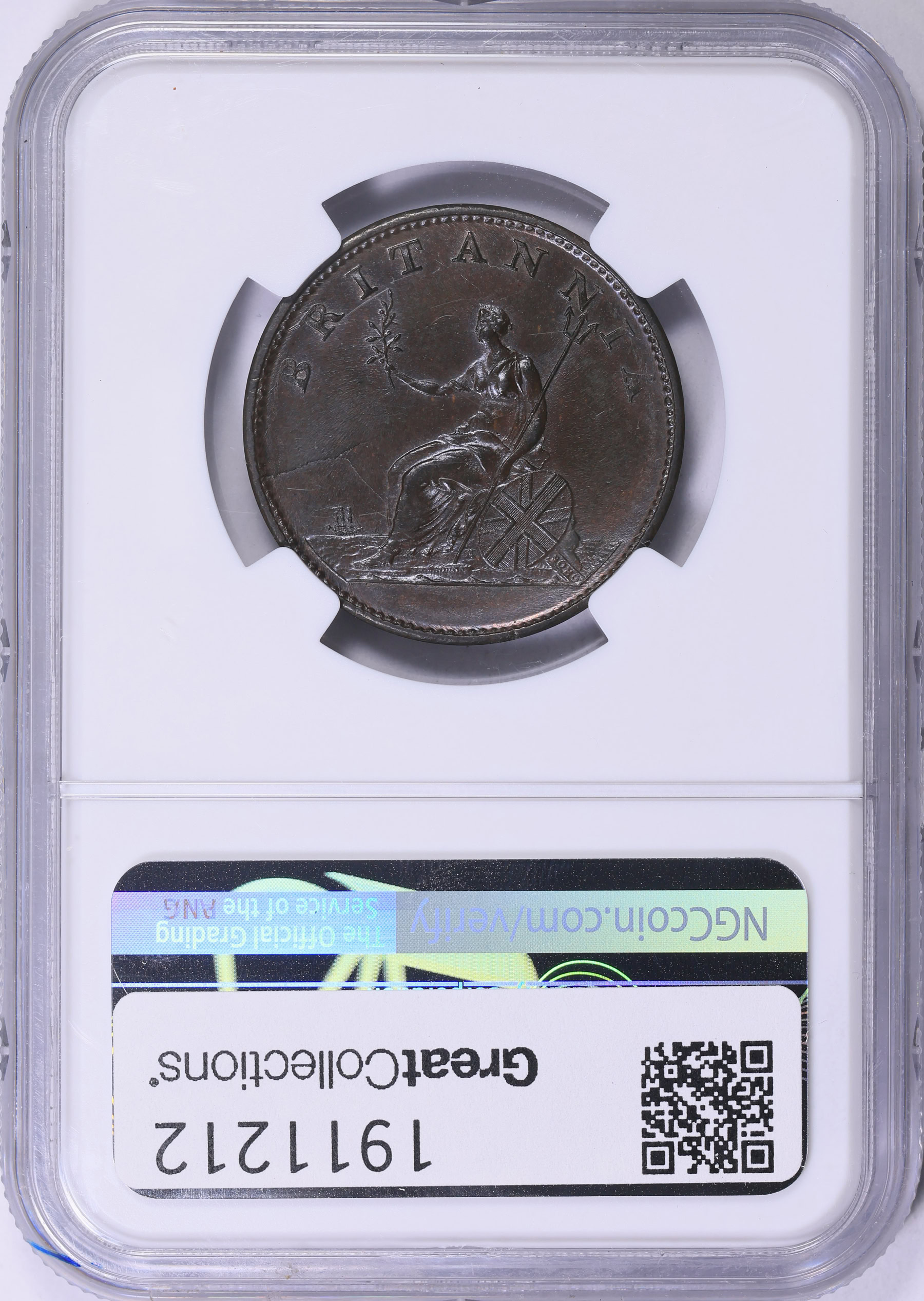Great Britain 1806-SOHO 1/2 Penny 3 Berries Reverse KM-662 NGC MS-63 BN | NGC Cert #6607439-003 ...