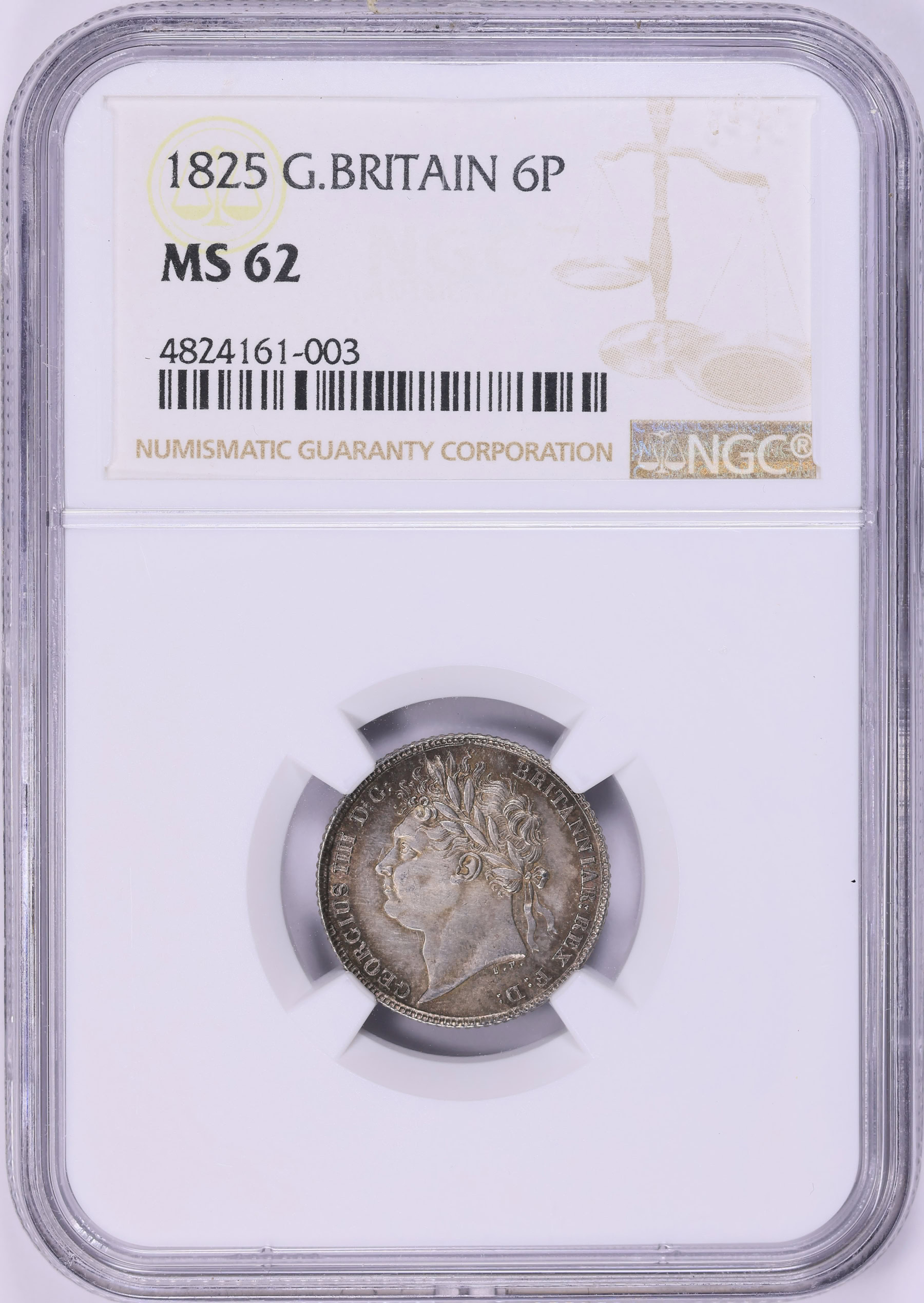 Great Britain 1825 Silver 6 Pence KM-691 NGC MS-62 (Item 1911228 ...