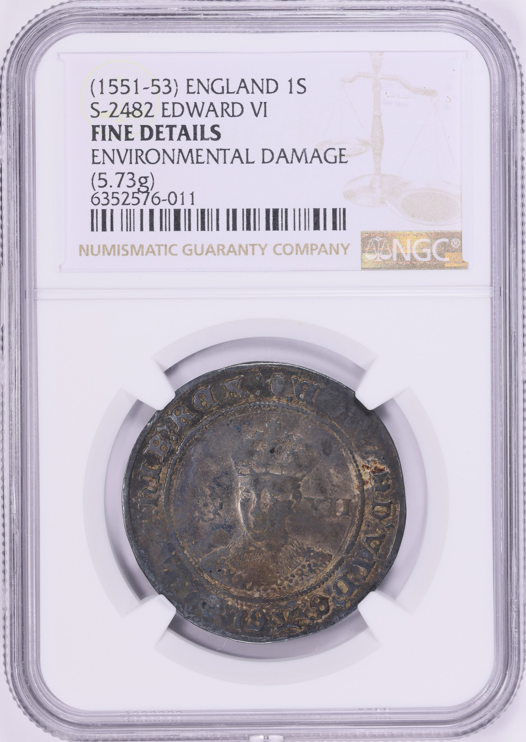 Great Britain ND (1551-53) Silver Shilling of Edward VI Tun Privy NGC ...