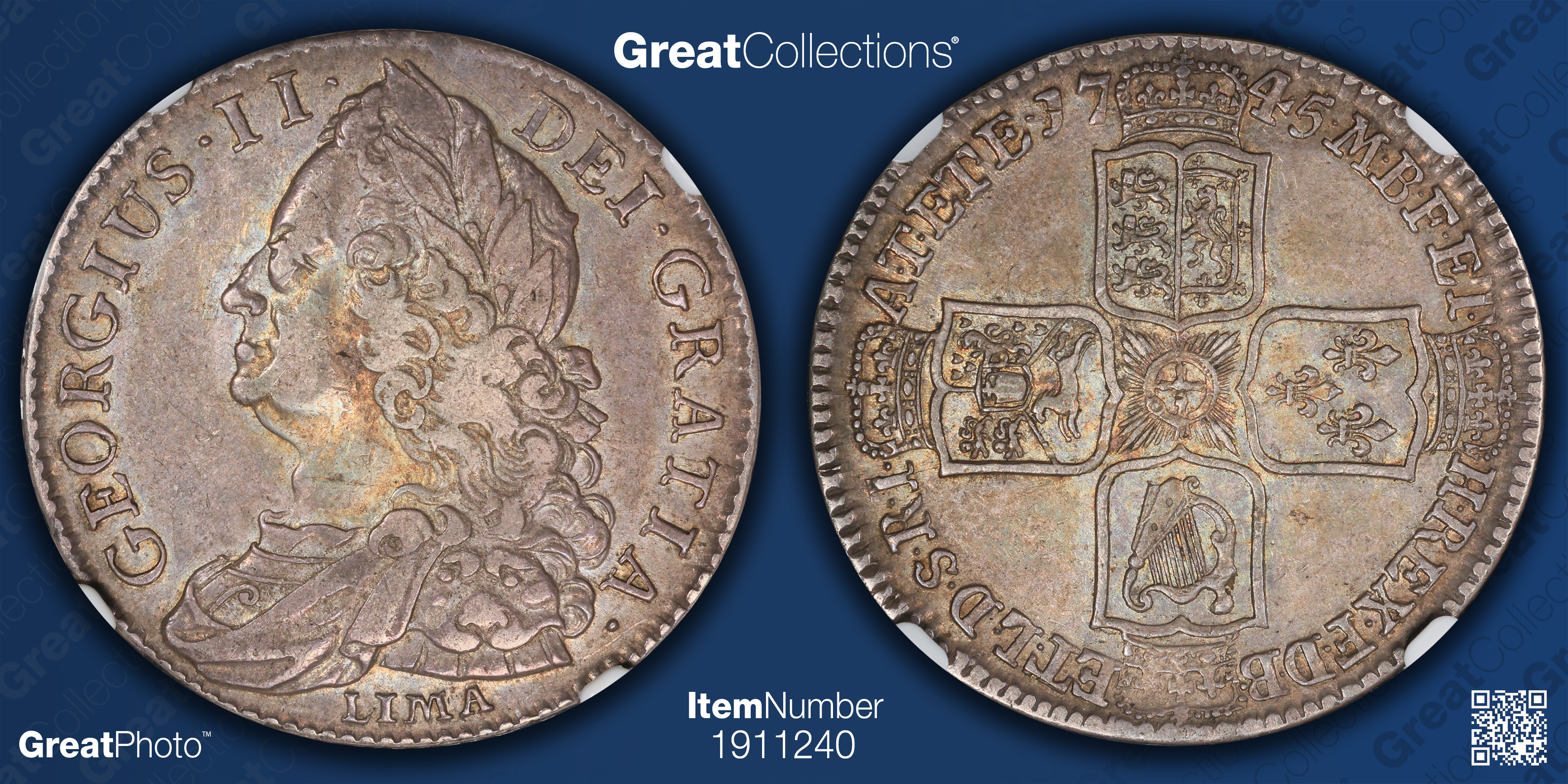 Great Britain 1745-LIMA Silver 1/2 Crown KM-584.1 NGC XF-40 (Item ...