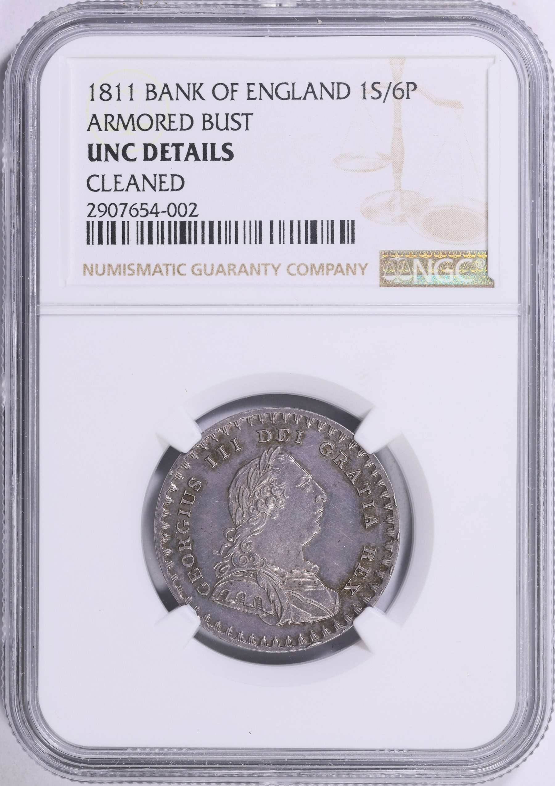 Great Britain 1811 Silver 1 Shilling 6 Pence Bank of England Token KM ...