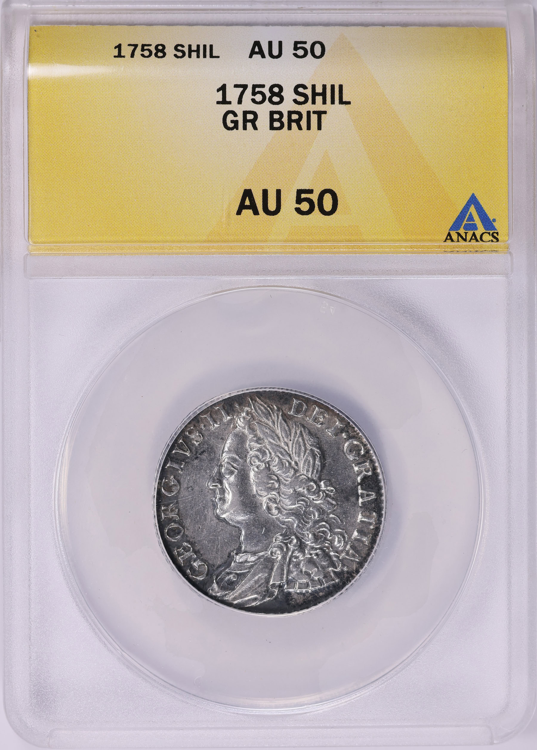 Great Britain 1758 Silver Shilling KM-583.3 ANACS AU-50 (Item 1911259 ...