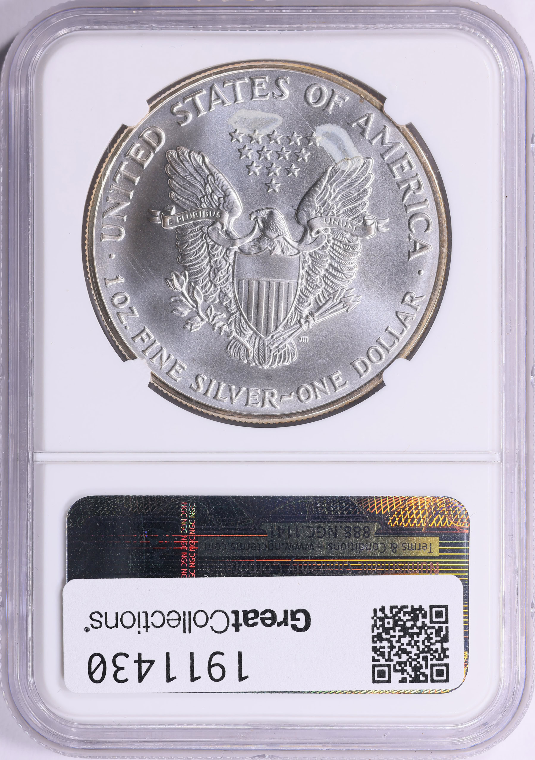 1991 $1 Silver Eagle NGC MS-70 (Item 1911430) | GreatCollections Coin ...
