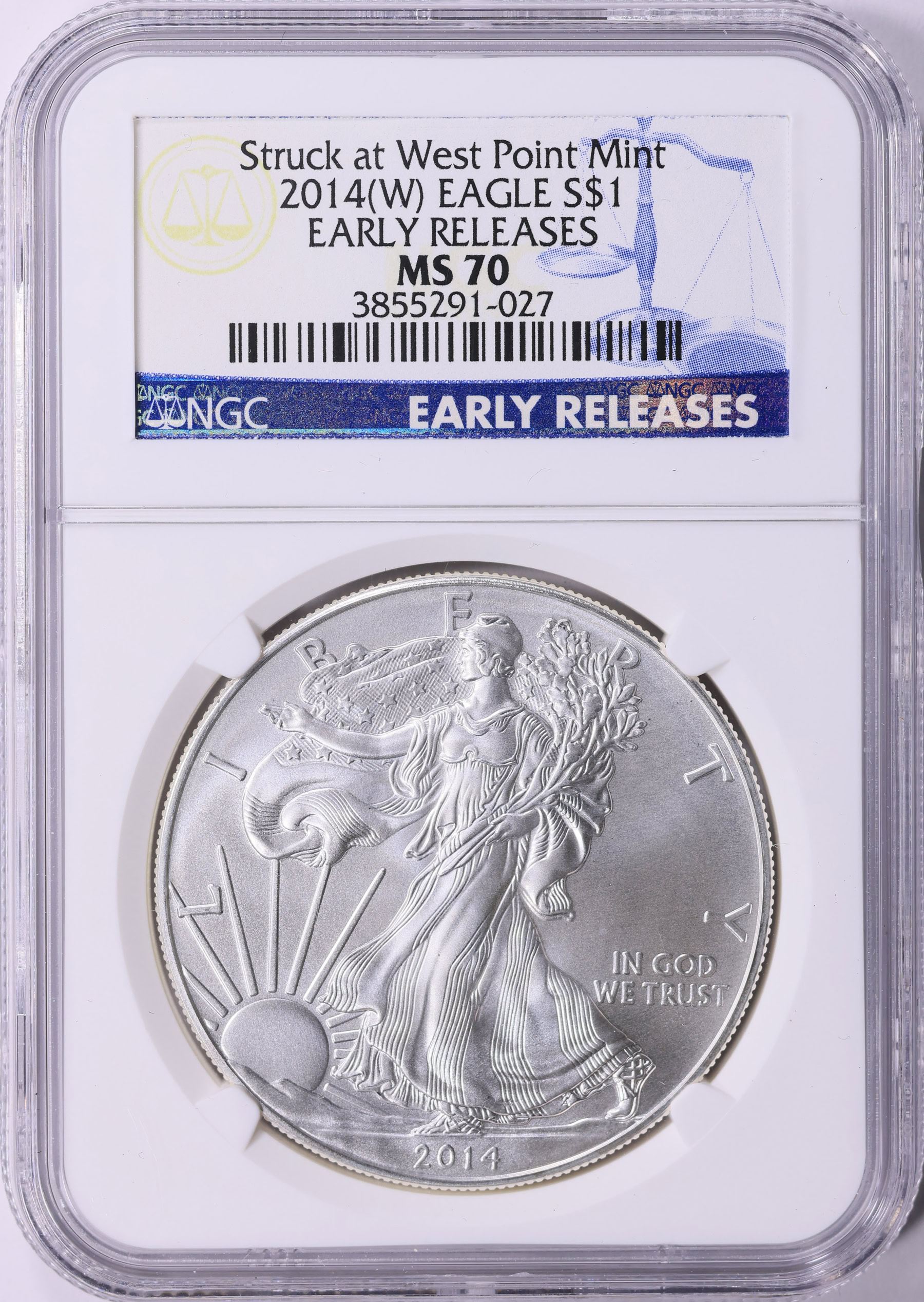 2014-(W) $1 Silver Eagle Early Releases Struck at West Point NGC MS-70 (Item 1911438 ...