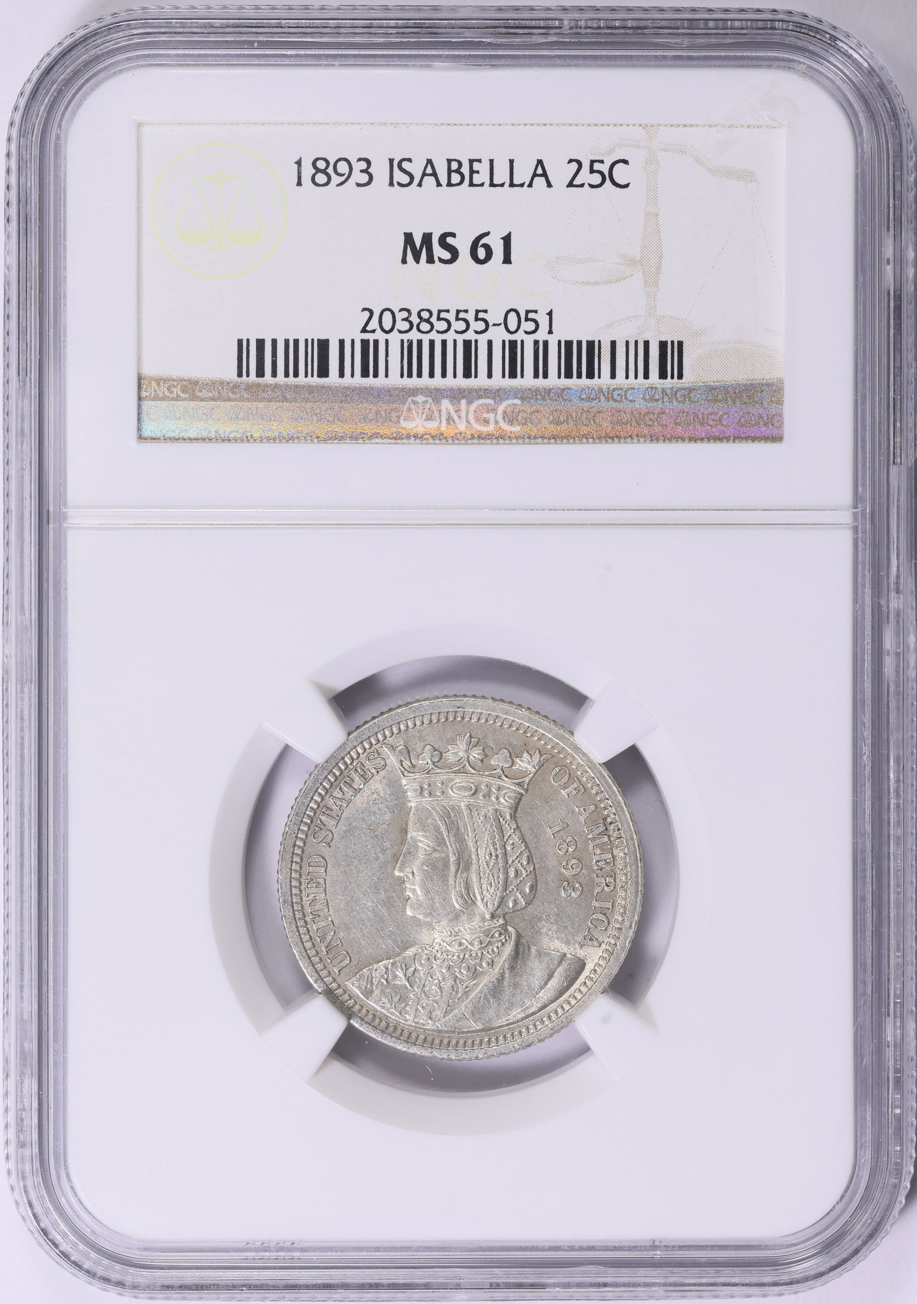 1893 World Columbian Exposition, Isabella Quarter NGC MS-61 (Item ...