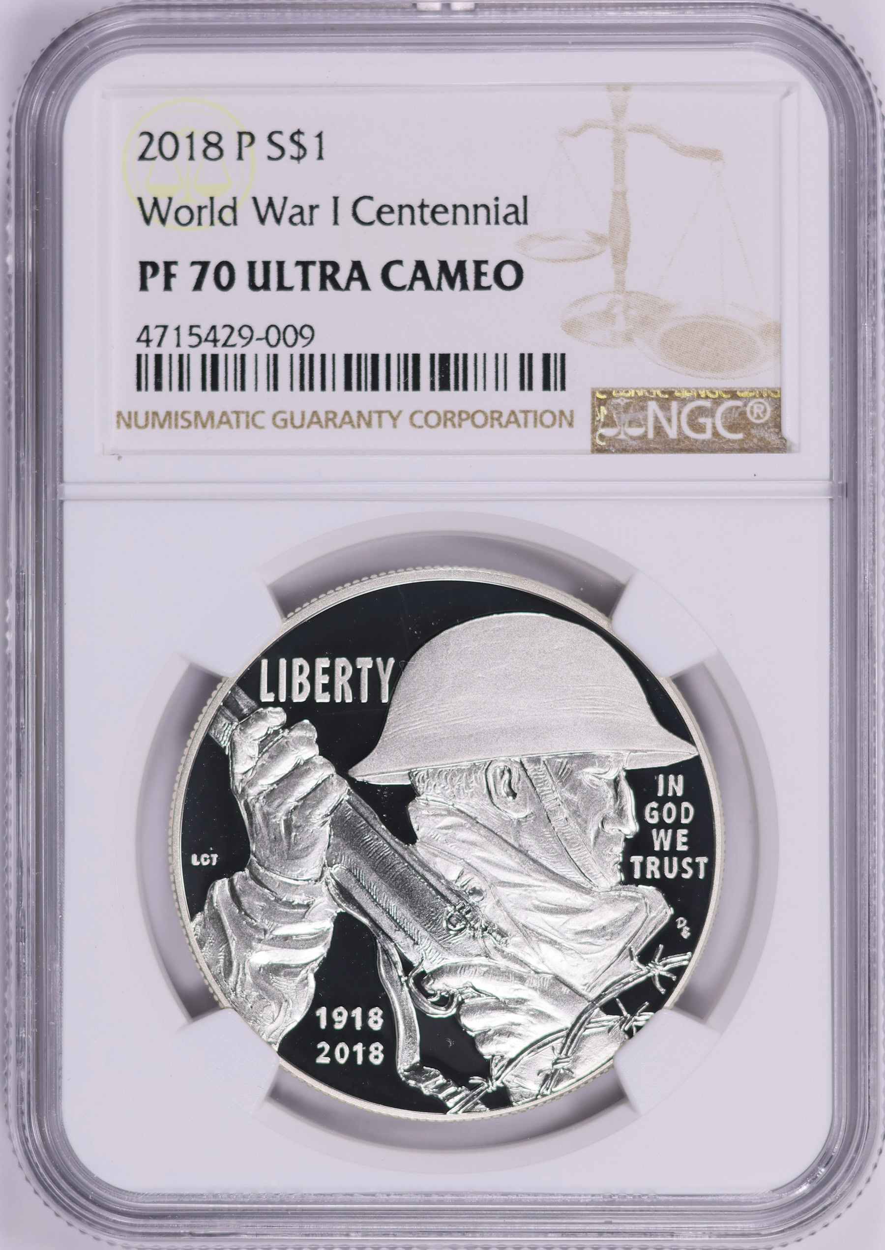 2018-P World War I WWI Centennial Silver Dollar NGC Proof-70 UC (Item ...