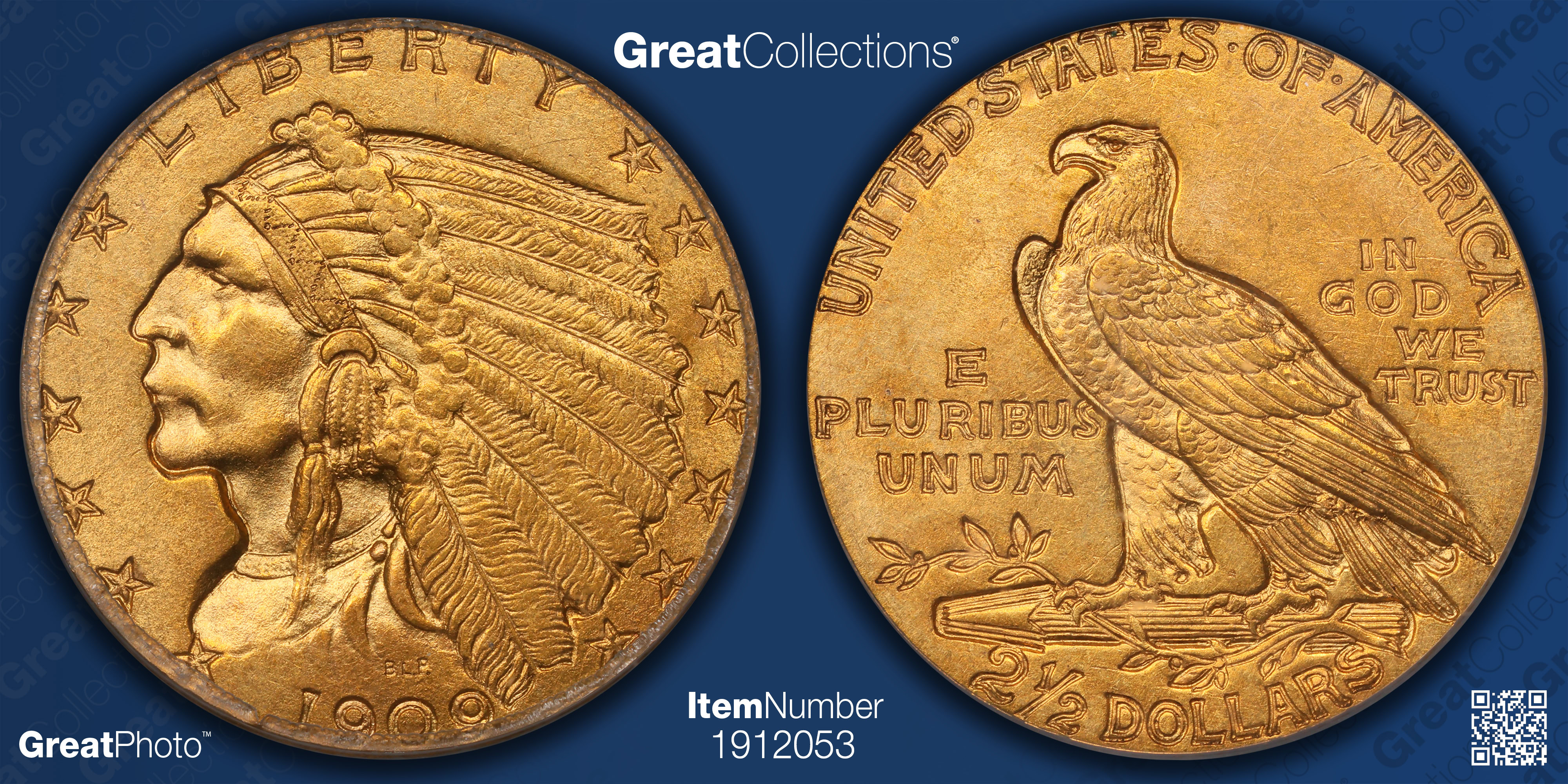 1909 Indian Gold Quarter Eagle PCGS MS-63 (CAC Green) (Item 1912053 ...