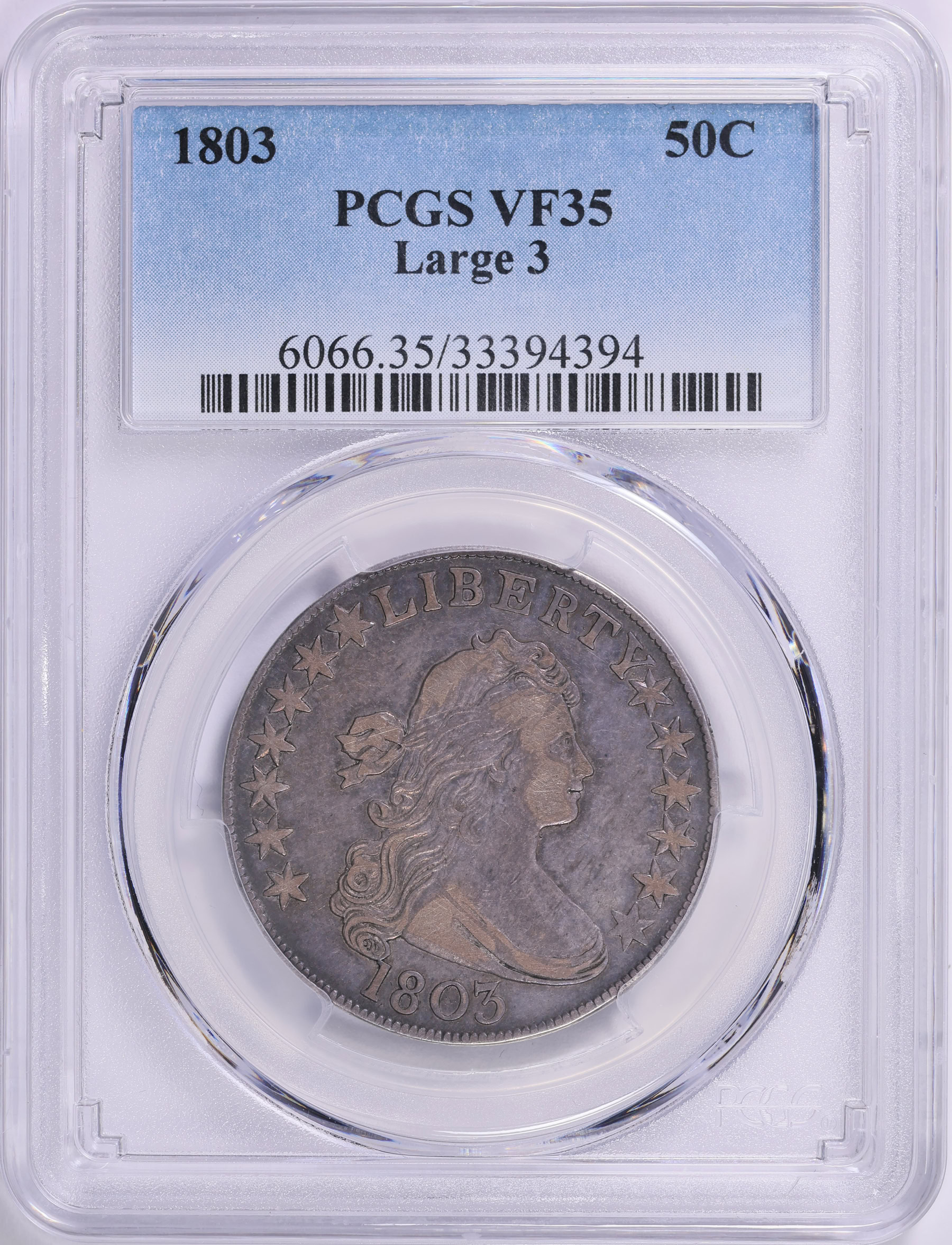 1803 Draped Bust Half Dollar Large 3 PCGS VF-35 (Item 1912165 ...