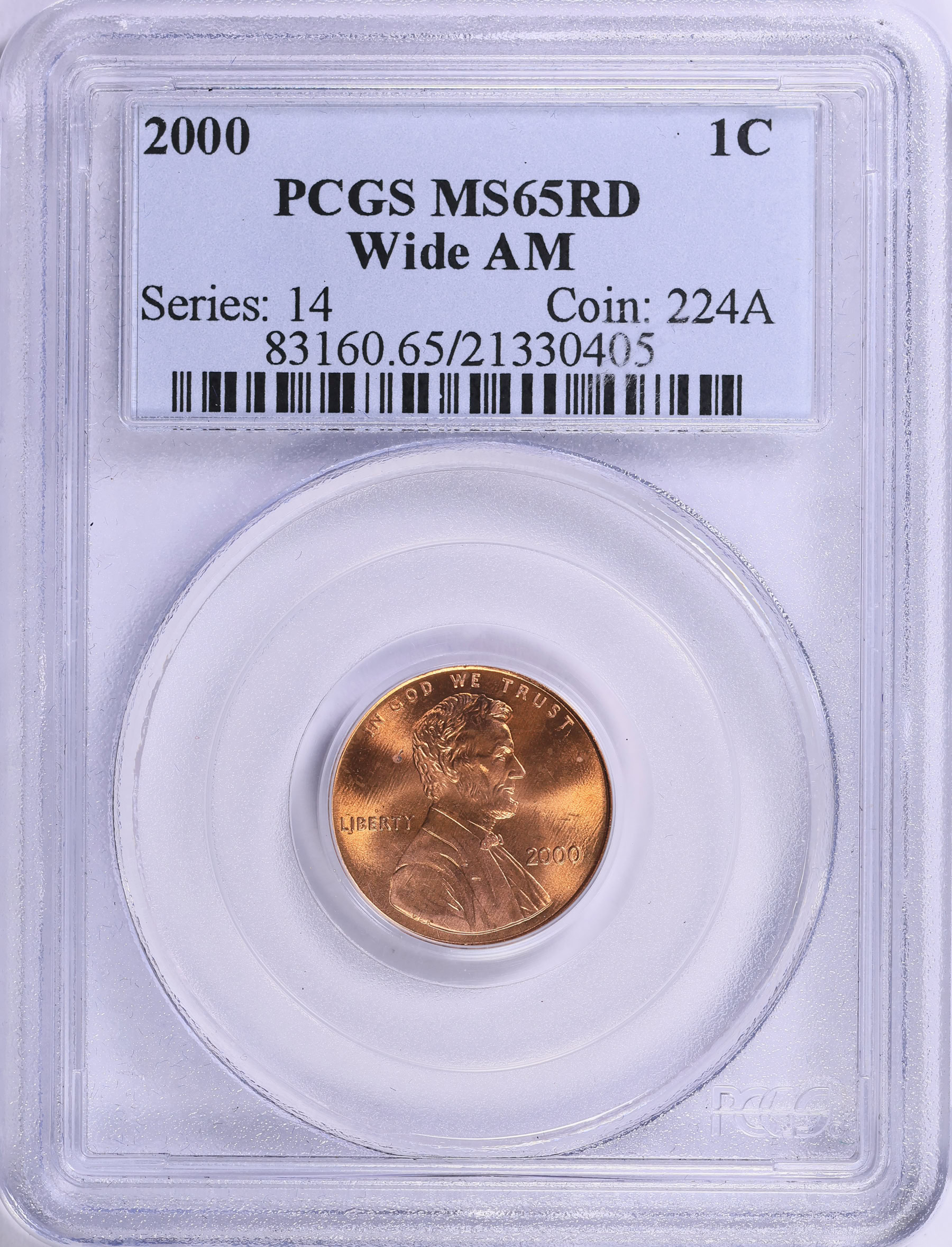 2000 Lincoln Cent Wide AM PCGS MS-65 RD (Item 1912312 ...